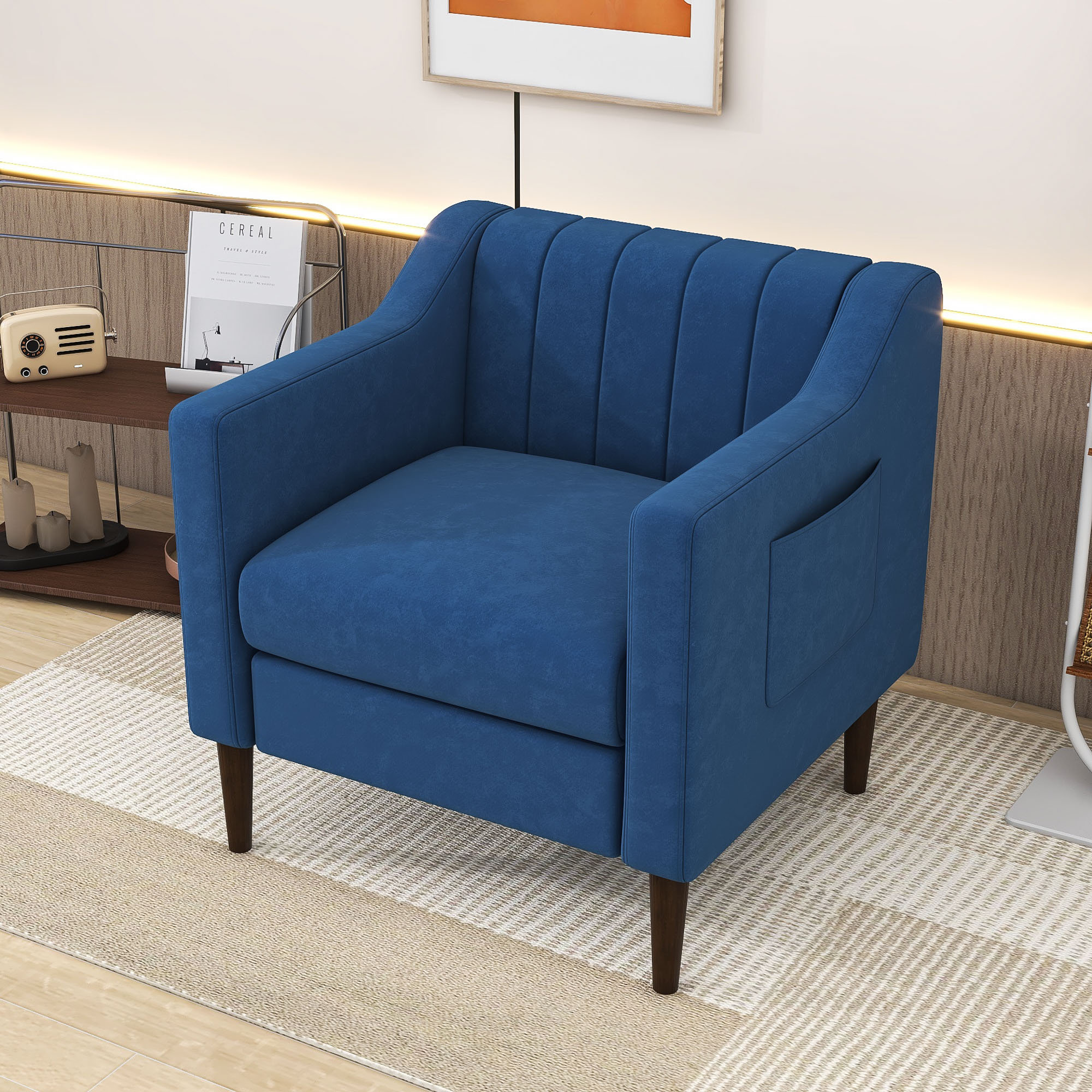 Latitude Run® Upholstered Single Sofa Side Chair Armchair with Solid ...