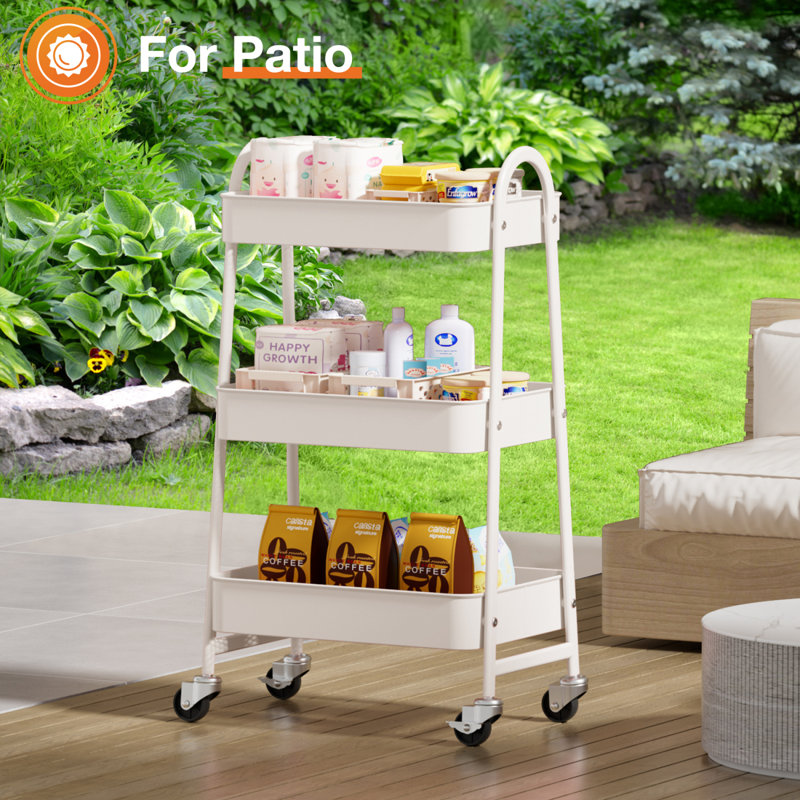 Rebrilliant 3 Tier Small Rolling Cart Metal Utility Storage Organizer ...