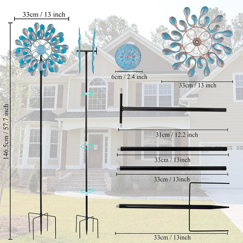Arlmont & Co. Outdoor Metal Wind Spinner for Garden | Wayfair