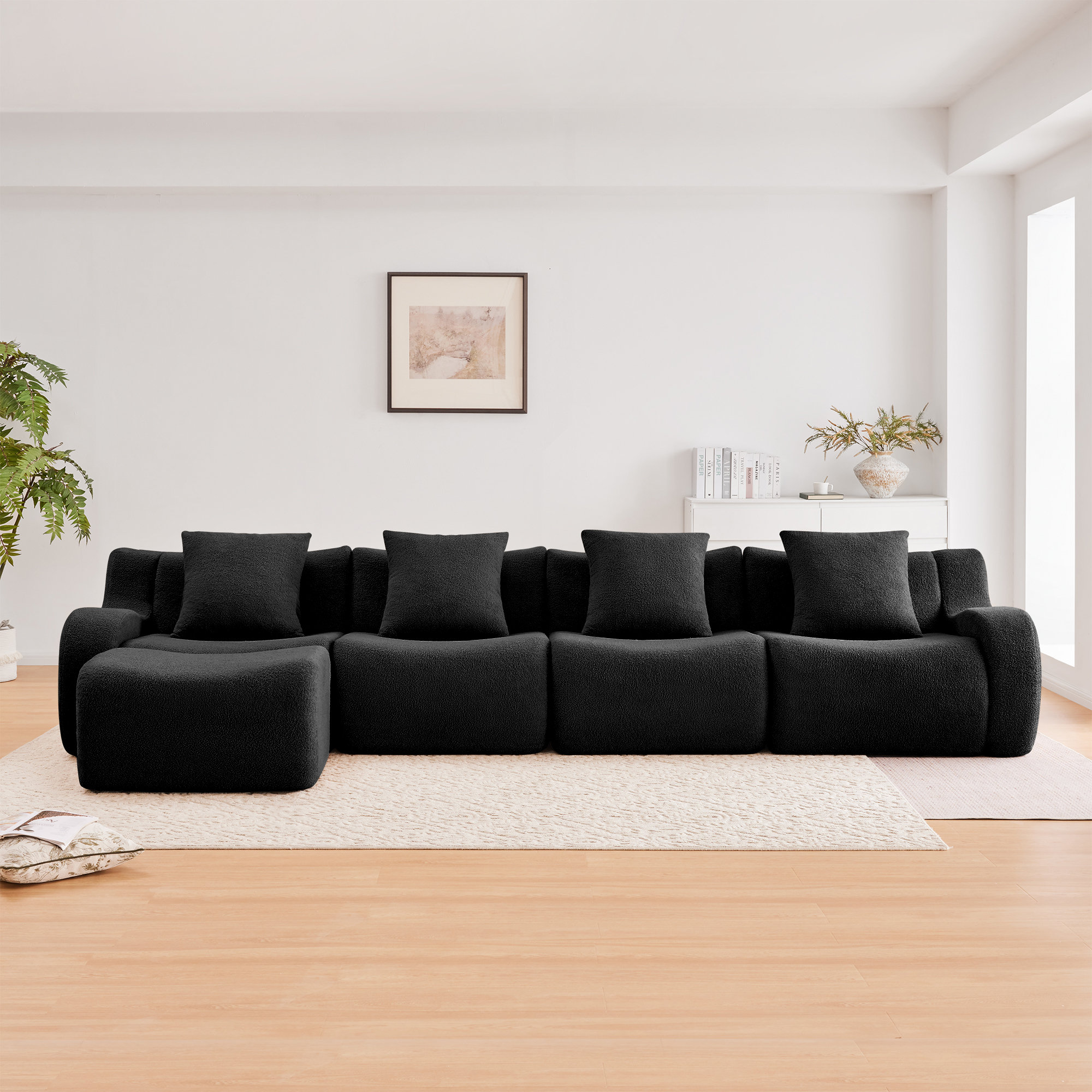Corrigan Studio Modular Comfort Teddy Fabric Ergonomic Sofa Living Room ...