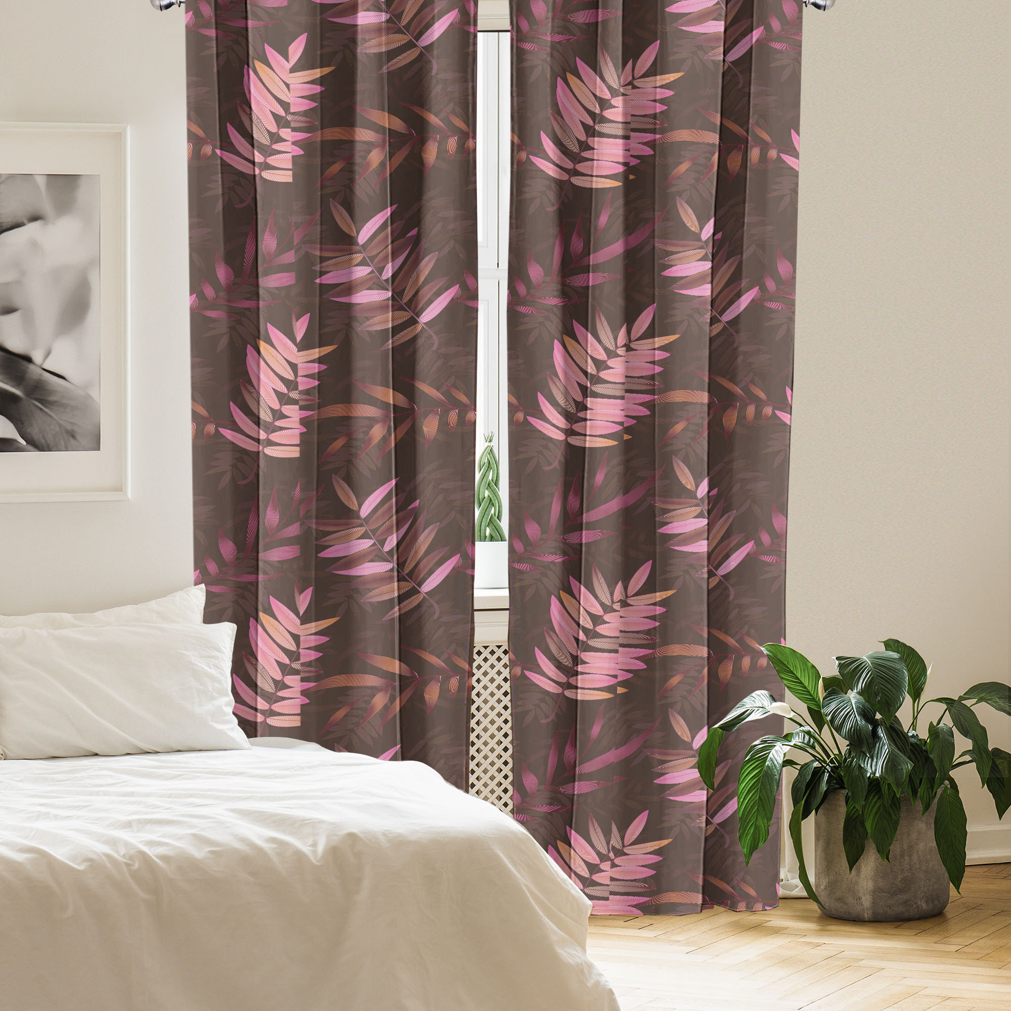 East Urban Home Tropical Curtains Jungle Leaves Overlapping Pair of ...