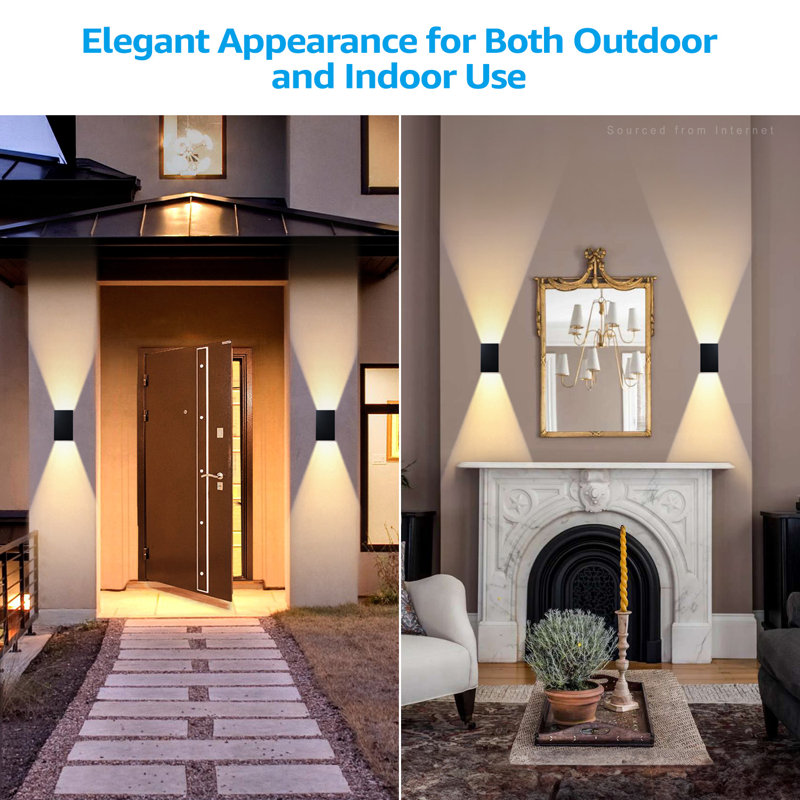 Wrought Studio Cascade LED Square Wall Sconces Outdoor Modern Up & Down ...