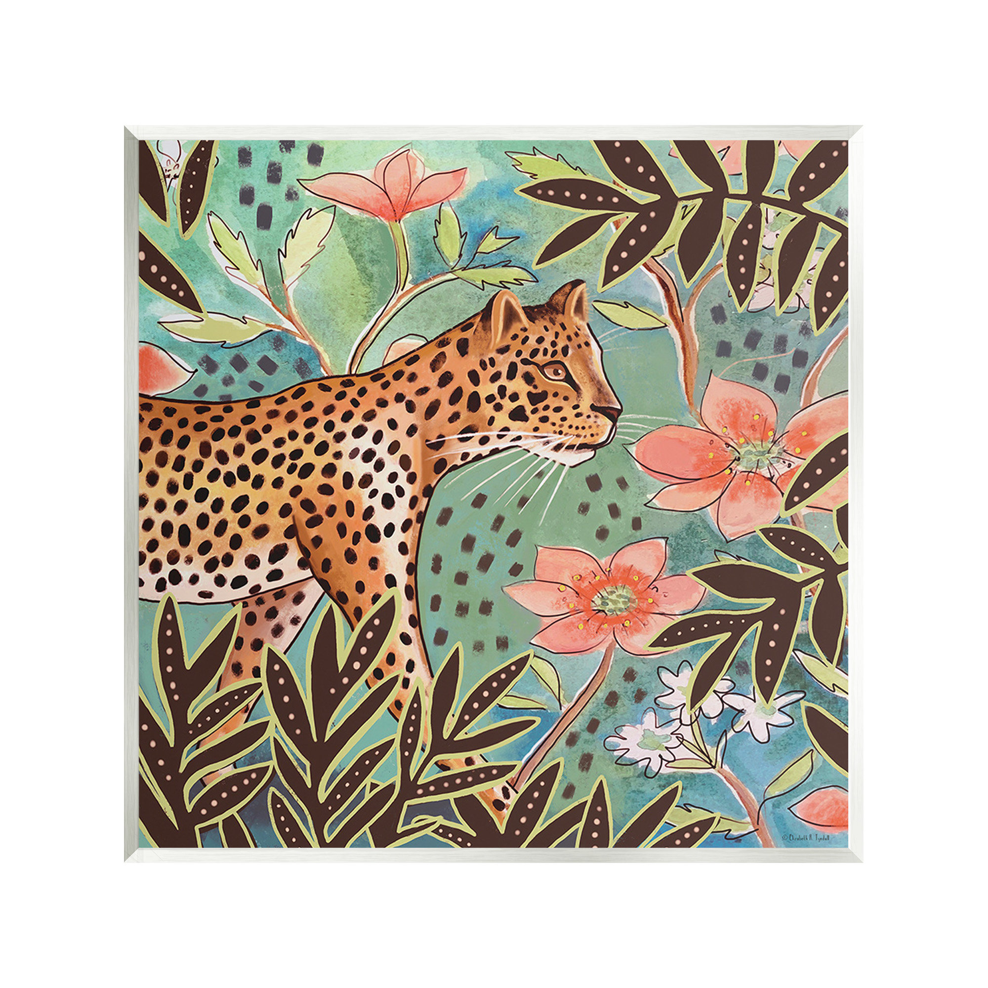 Ebern Designs Leopard & Jungle Florals Wall Plaque Art by Elizabeth ...