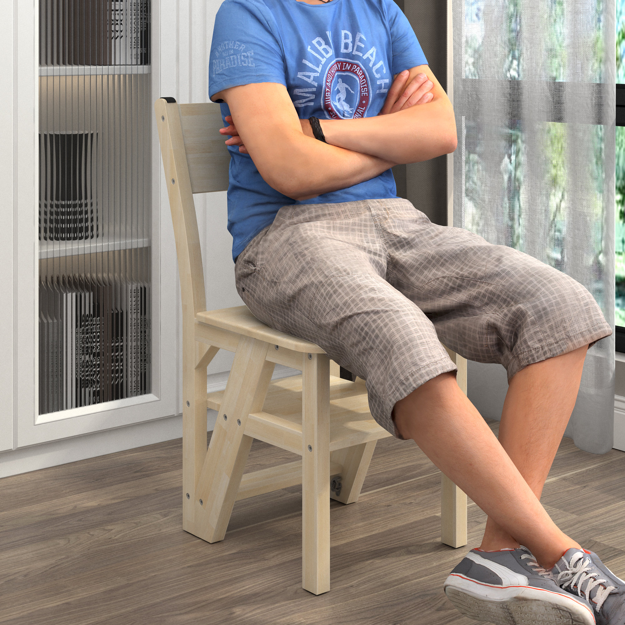 WFX Utility™ Gosport 4 Solid Wood Step Ladder Chair | Wayfair