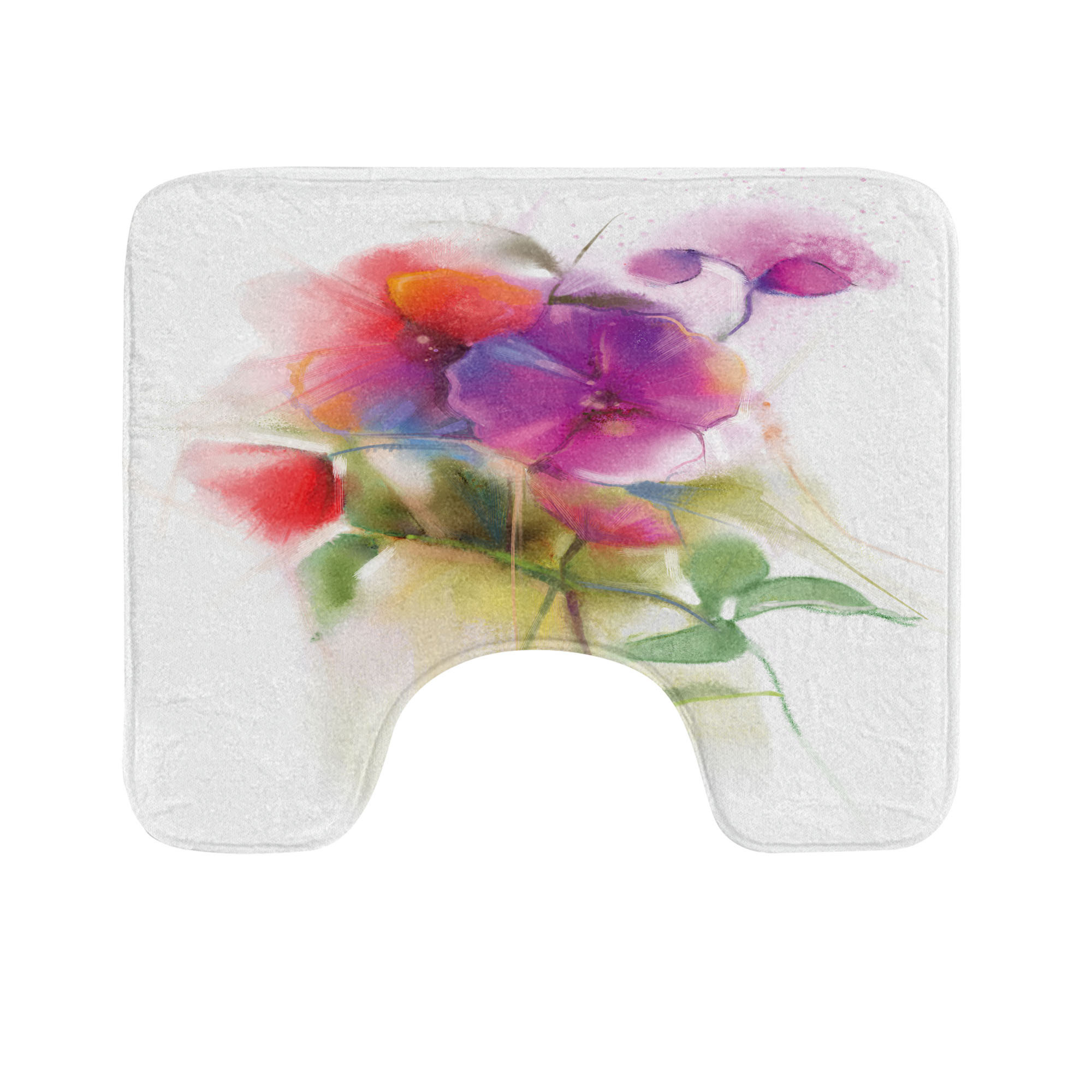 East Urban Home Flower Toilet Mat U-Shape Bathroom Rug 20" Multicolor ...