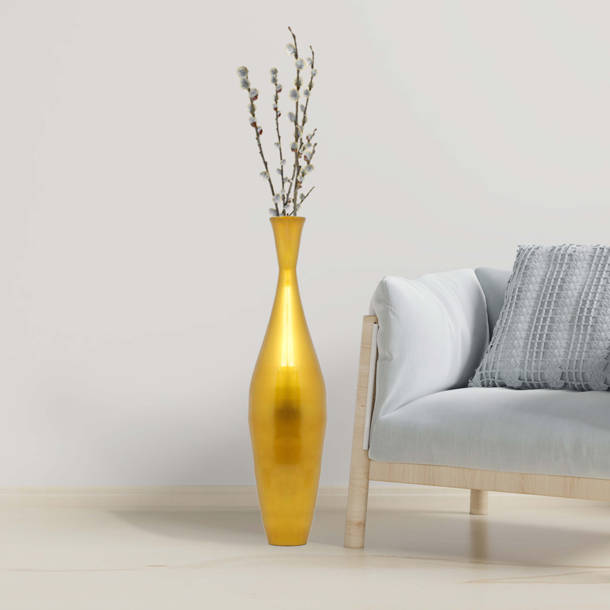 Orren Ellis Aguasvivas Tall Modern Bamboo Trumpet Floor Vase - Elegant ...