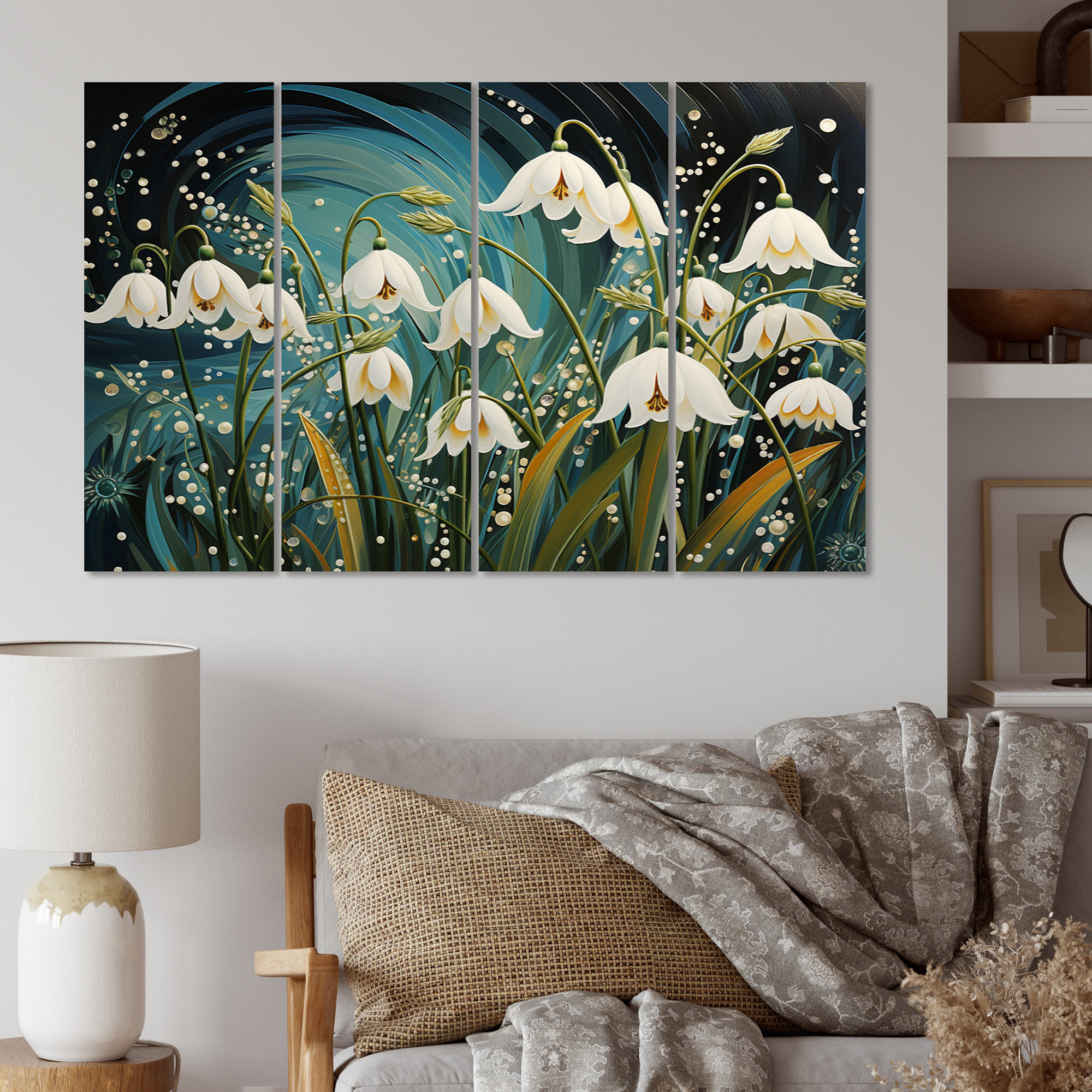 Red Barrel Studio® White Snowdrop Symphony I On Canvas 4 Pieces Print ...