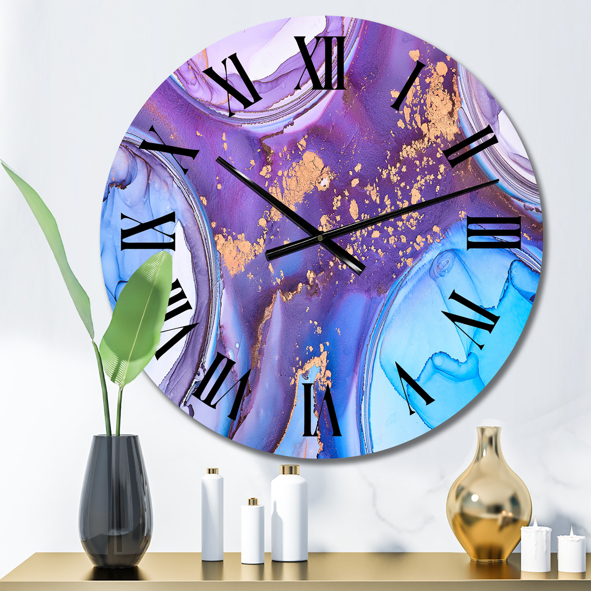 East Urban Home Purple and Turquoise Luxury Abstract Fluid Art III ...