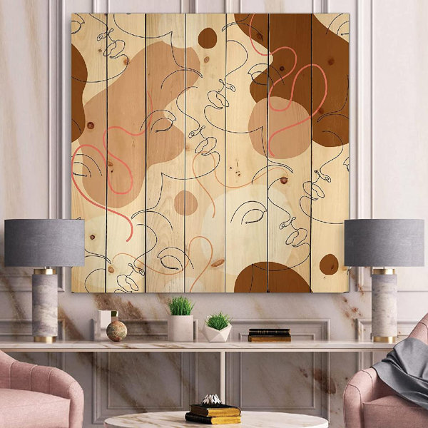 Brayden Studio® One Line Drawing Of Beautiful Woman On Wood Print ...
