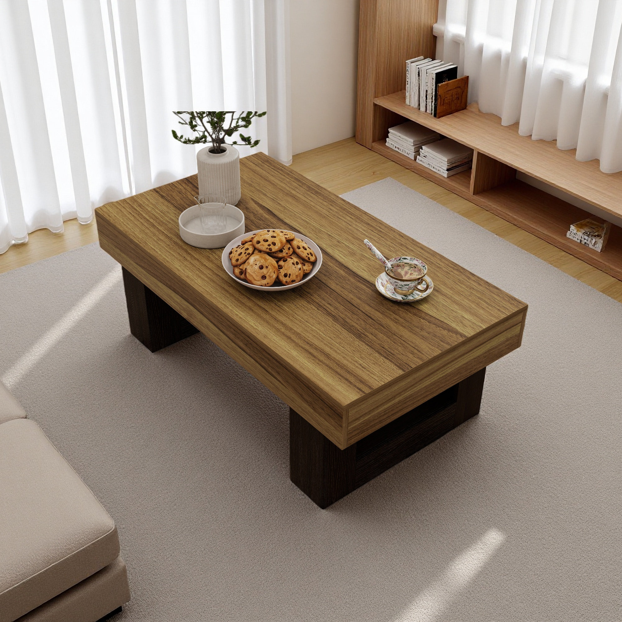 Wrought Studio™ 42 Inch Wood Rectangular Coffee Table, All MDF ...