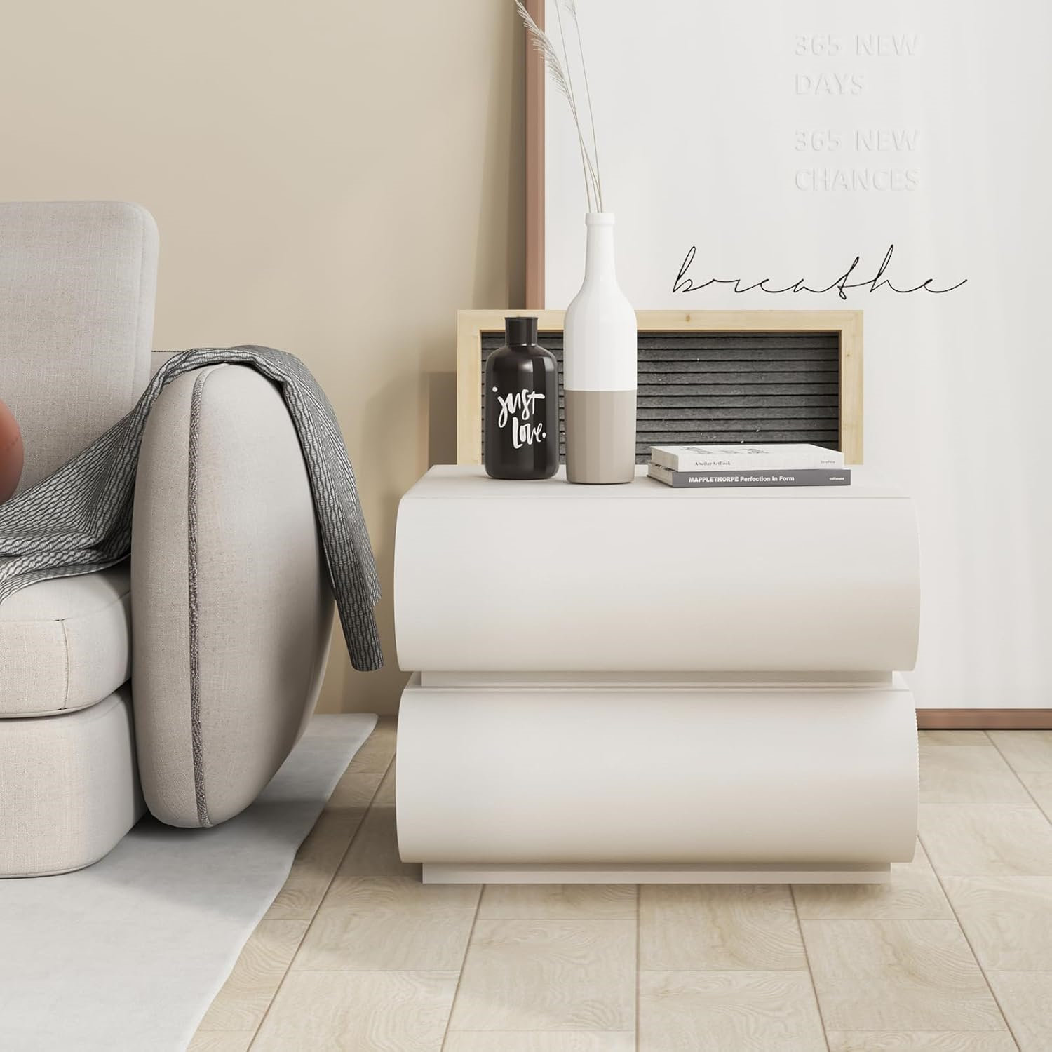 Hokku Designs Makinlee Modern Nightstand with Drawers, Small Night ...