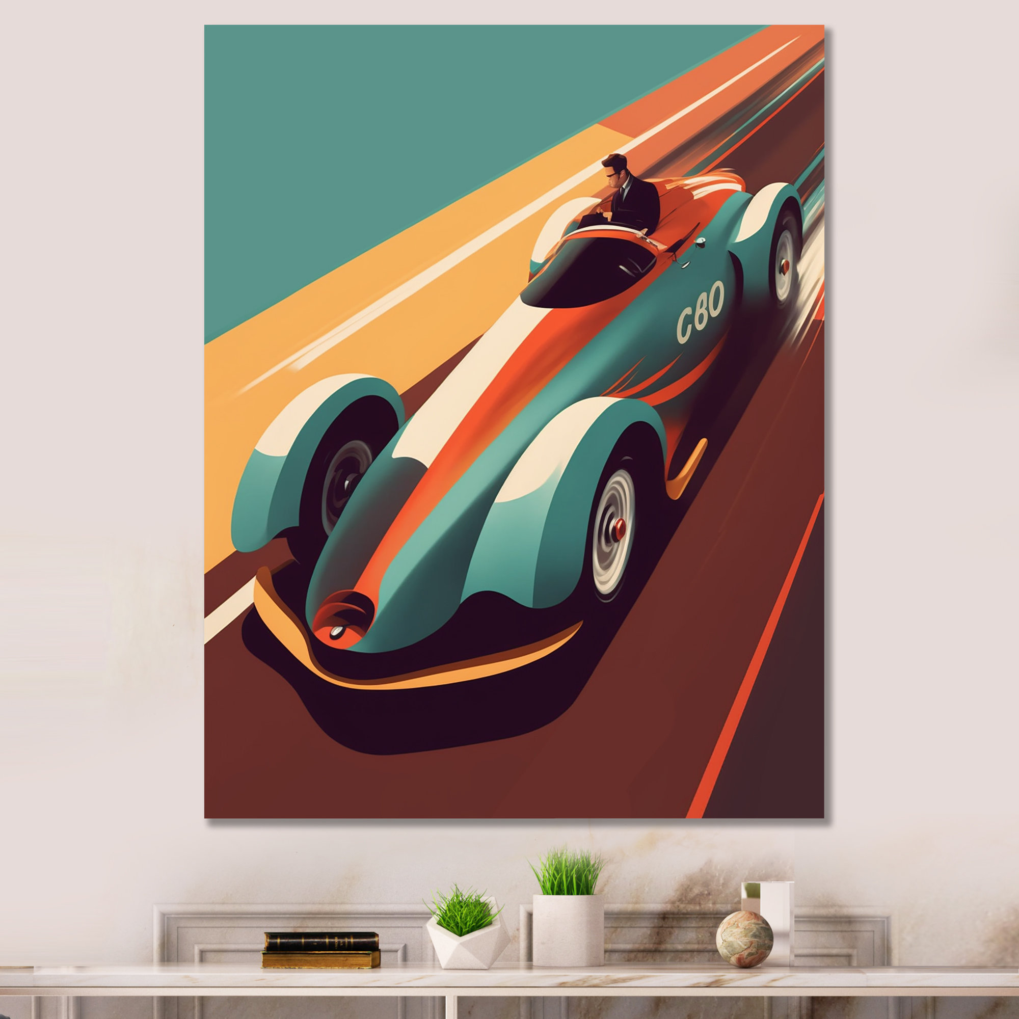 Latitude Run® Vintage Race Car - Unframed Graphic Art on Metal | Wayfair