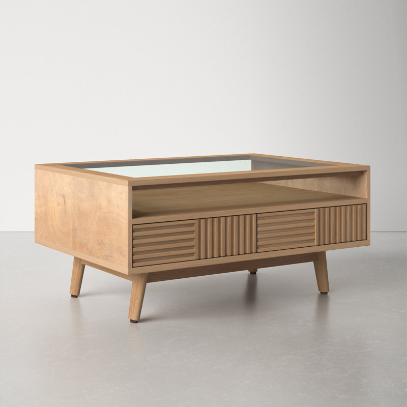 AllModern Peri Sable 38.0l X 27.0w X 18.0h Light Brown Wood Coffee ...