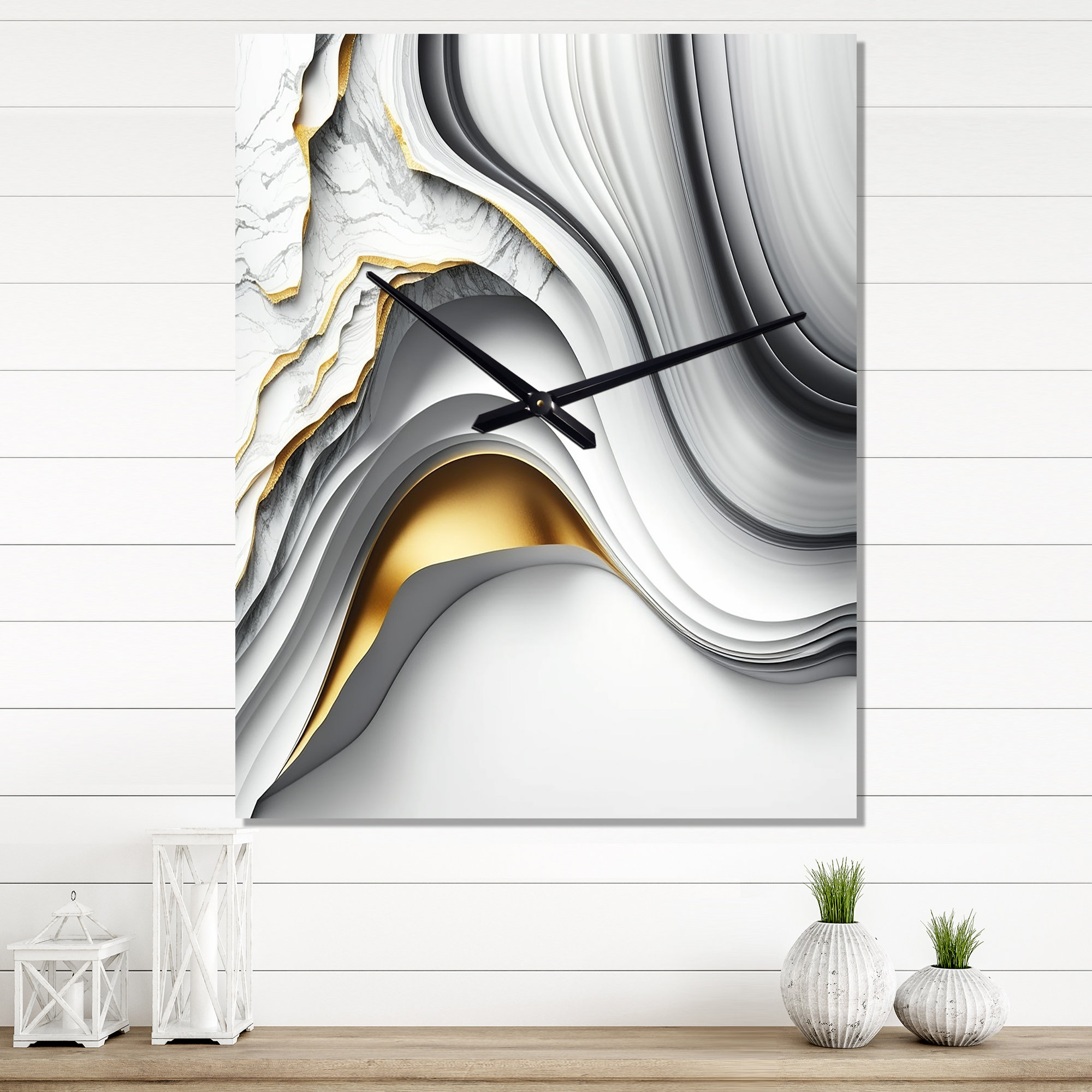 East Urban Home Abstract Geode Waves Grey I - Abstract Very Large Wall ...