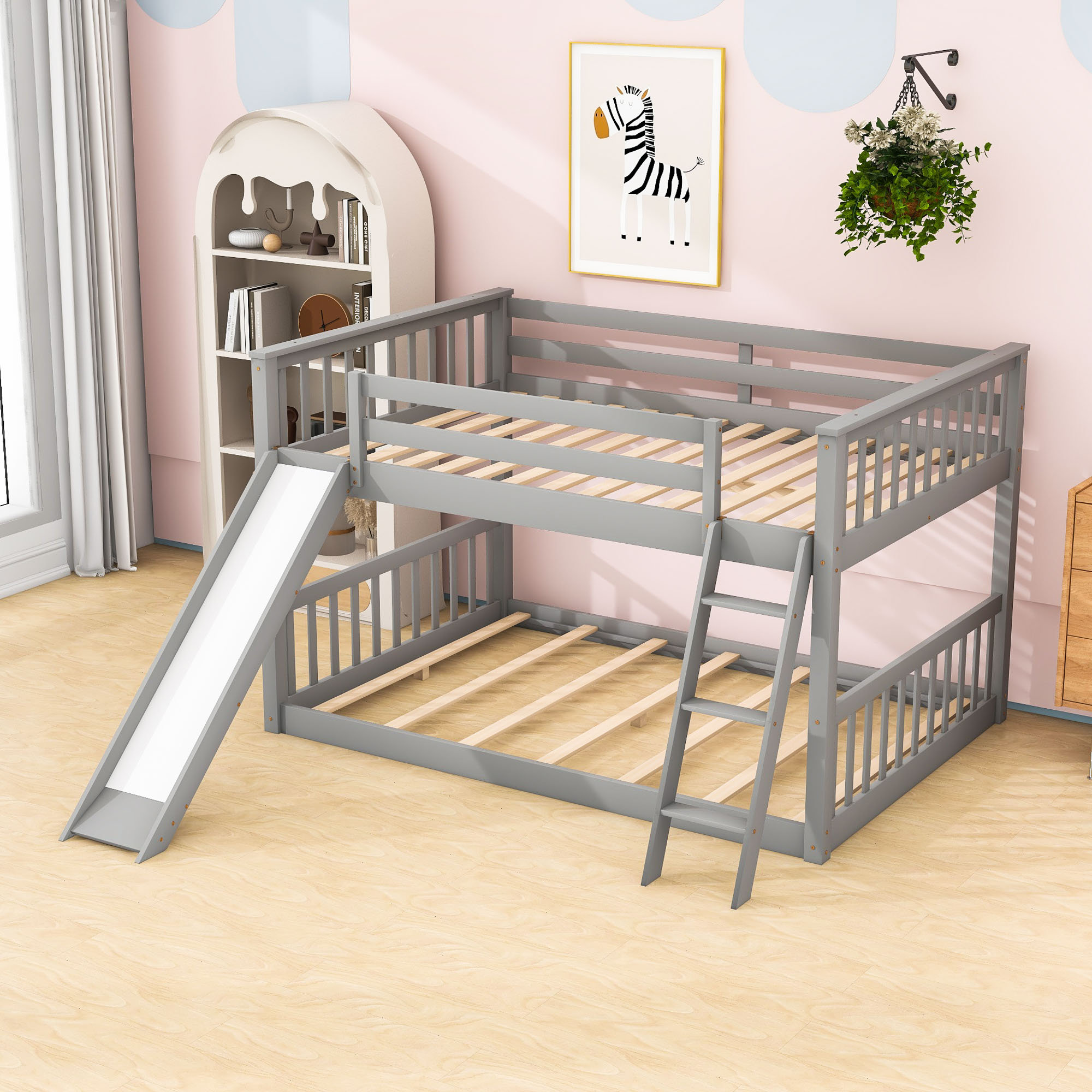 Harriet Bee Full Over Full Wood Bunk Bed With Reversible Slide And ...