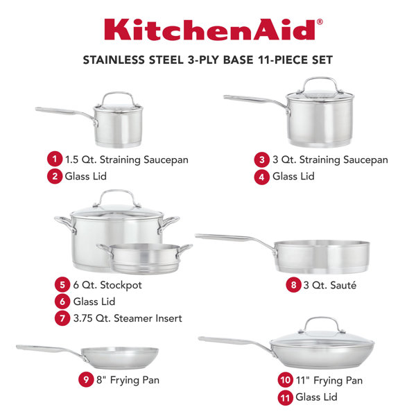 KitchenAid® KitchenAid 3-Ply Base Stainless Steel Cookware Induction ...
