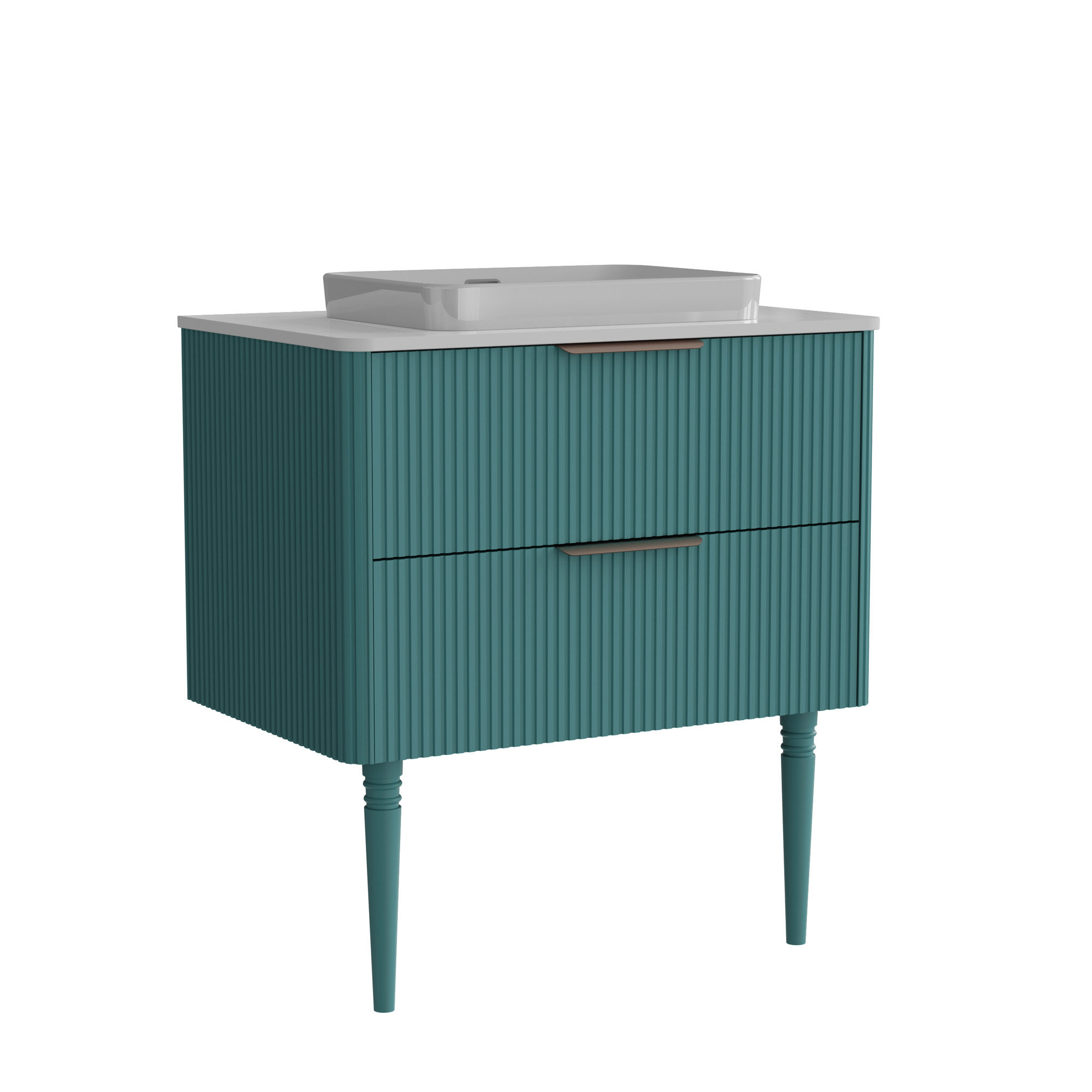 Everly Quinn Elena Striped Aquamarine Bathroom Vanity with Ceramic Sink ...