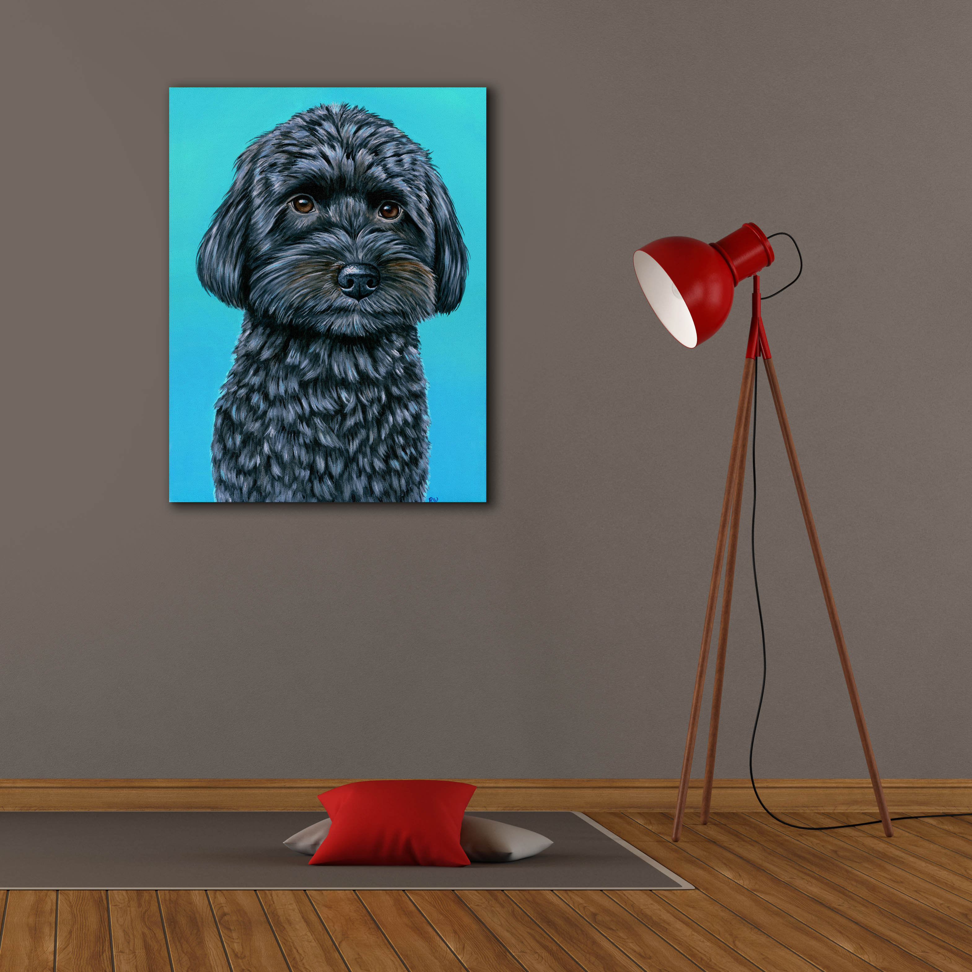 Lark Manor 'Cute Schnoodle On Teal' by Rebecca Wang Art Canvas Wall Art ...