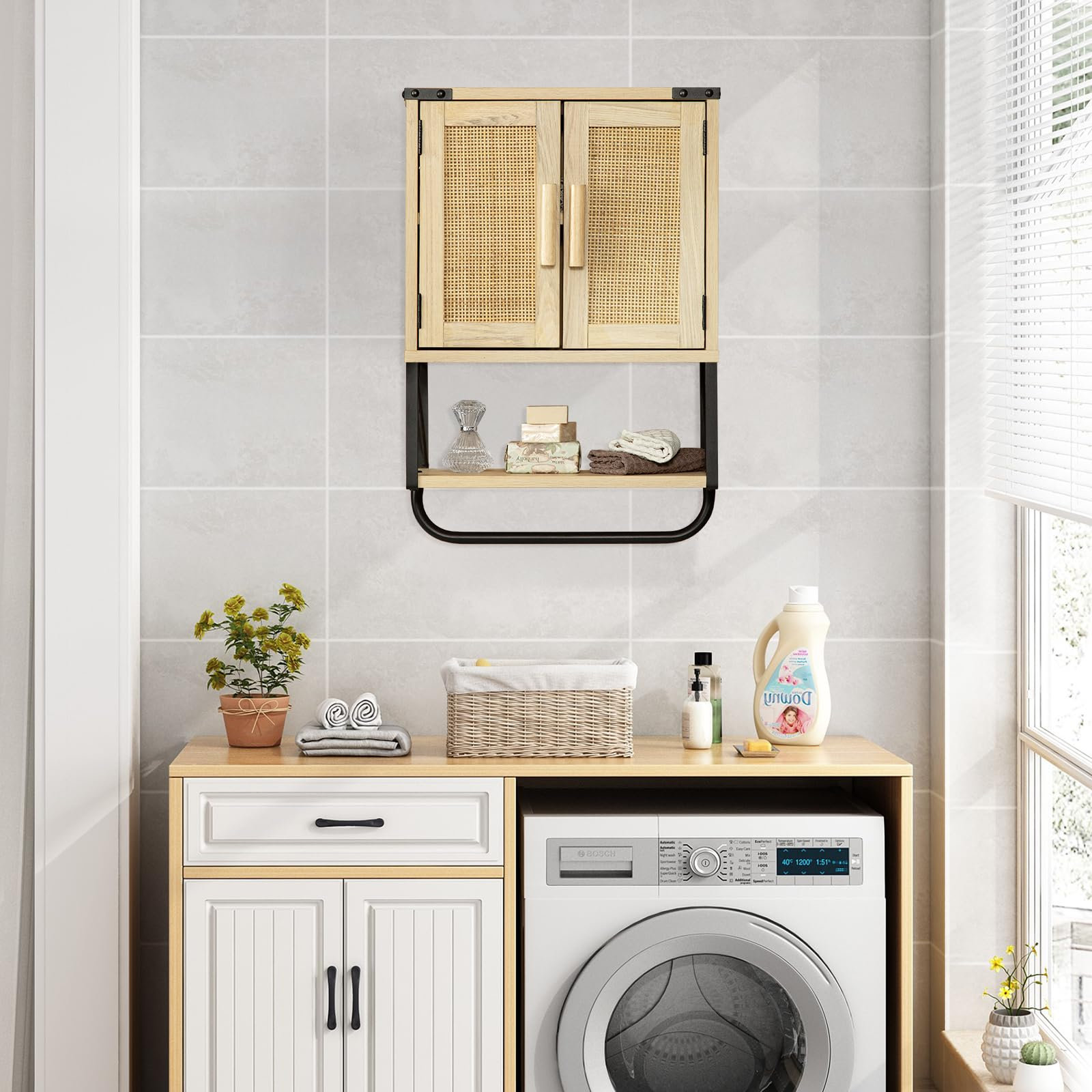 Rebrilliant Coster Rattan Bathroom Wall Cabinet with Two Doors | Wayfair