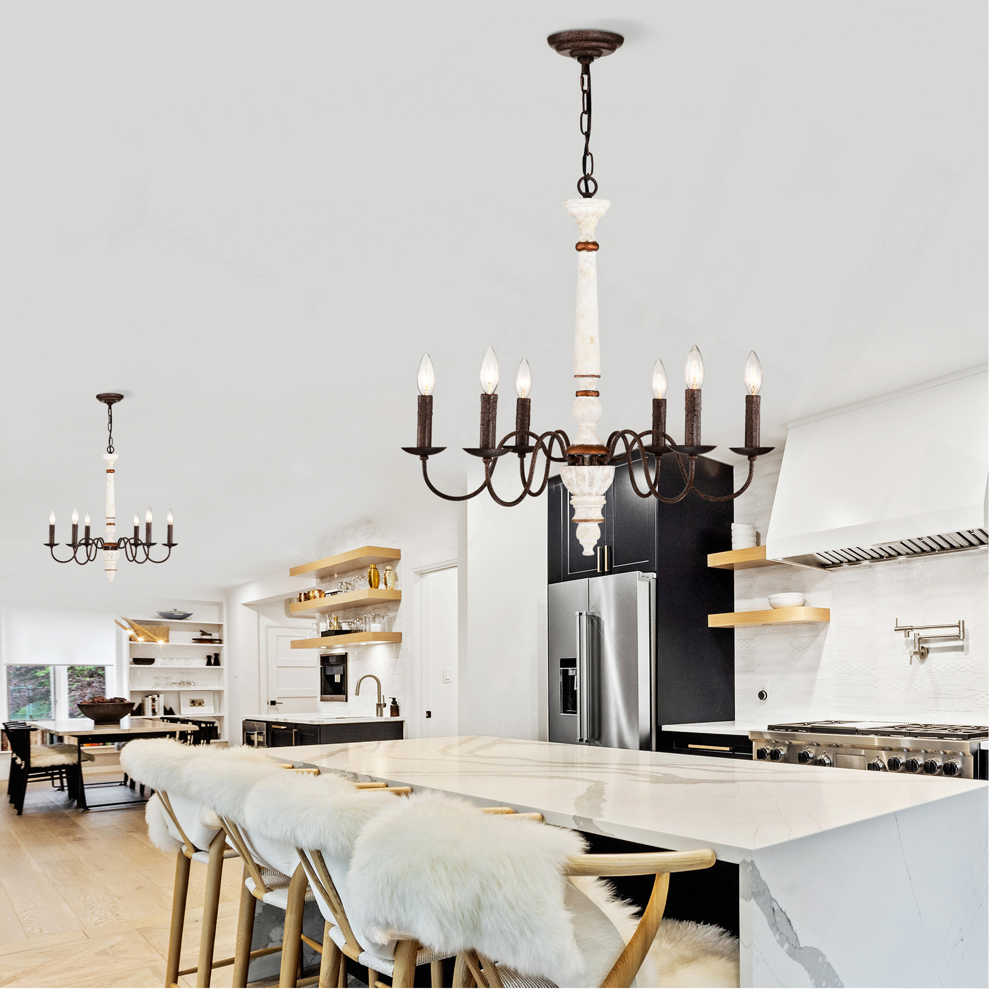 Ophelia & Co. Retro White And Rust Color Chandelier With Light Fixture ...