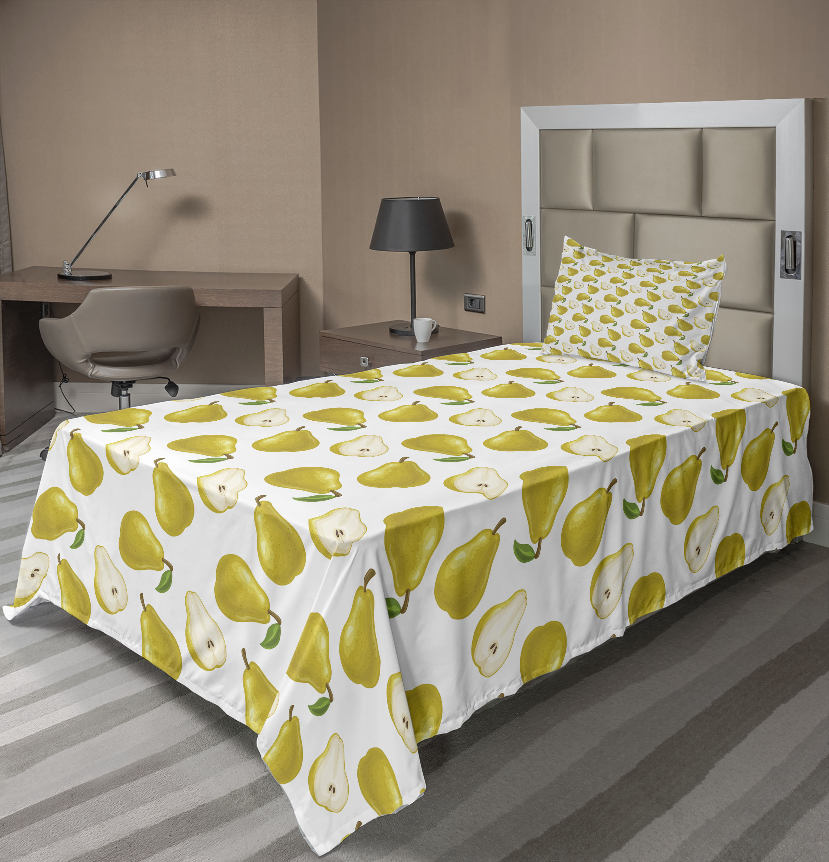 Ambesonne Pear Sheet Set 3 Pcs Whole and Slice Fruits Plot Pastel ...