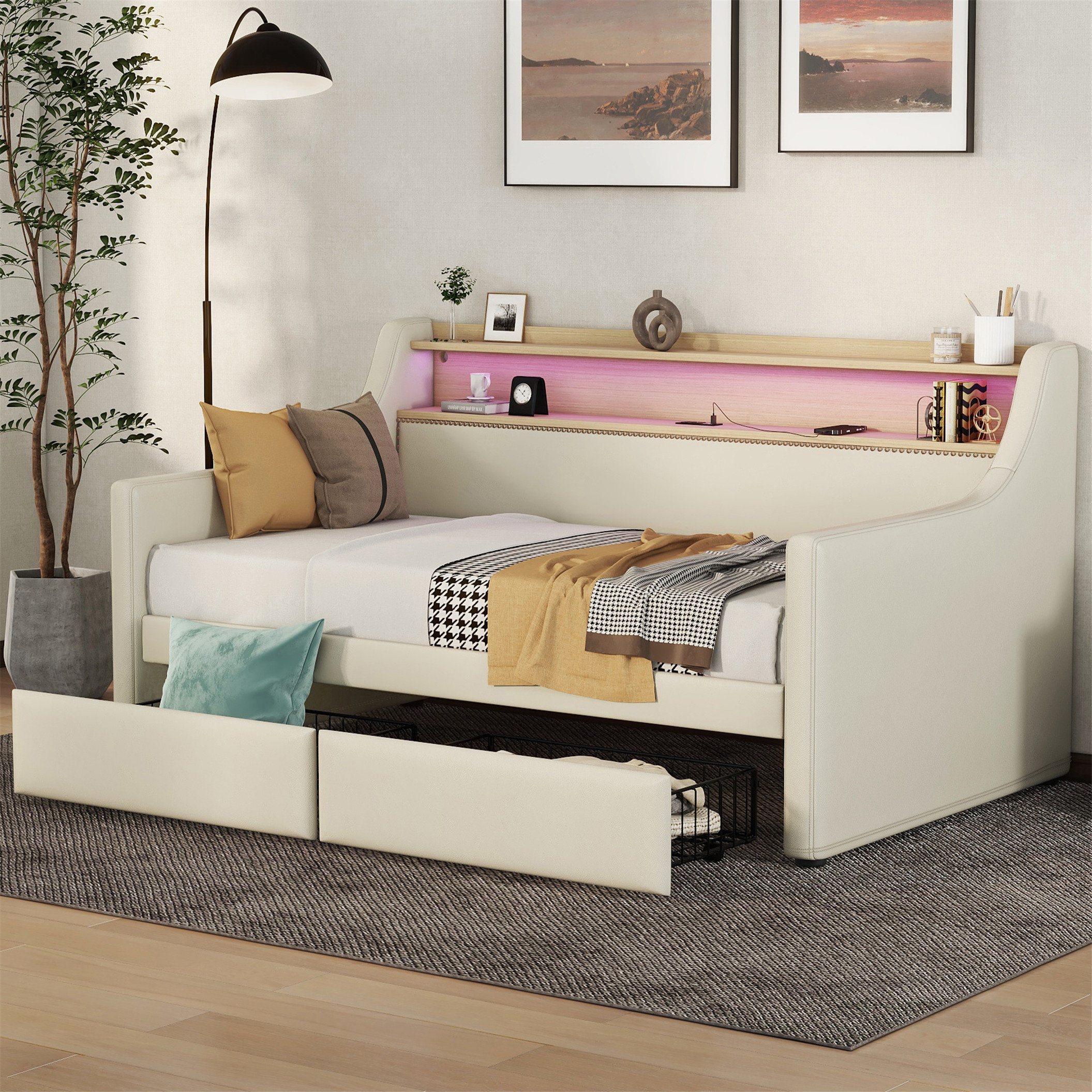 Brayden Studio® Luxurious Daybed with Advanced Storage and Stylish ...