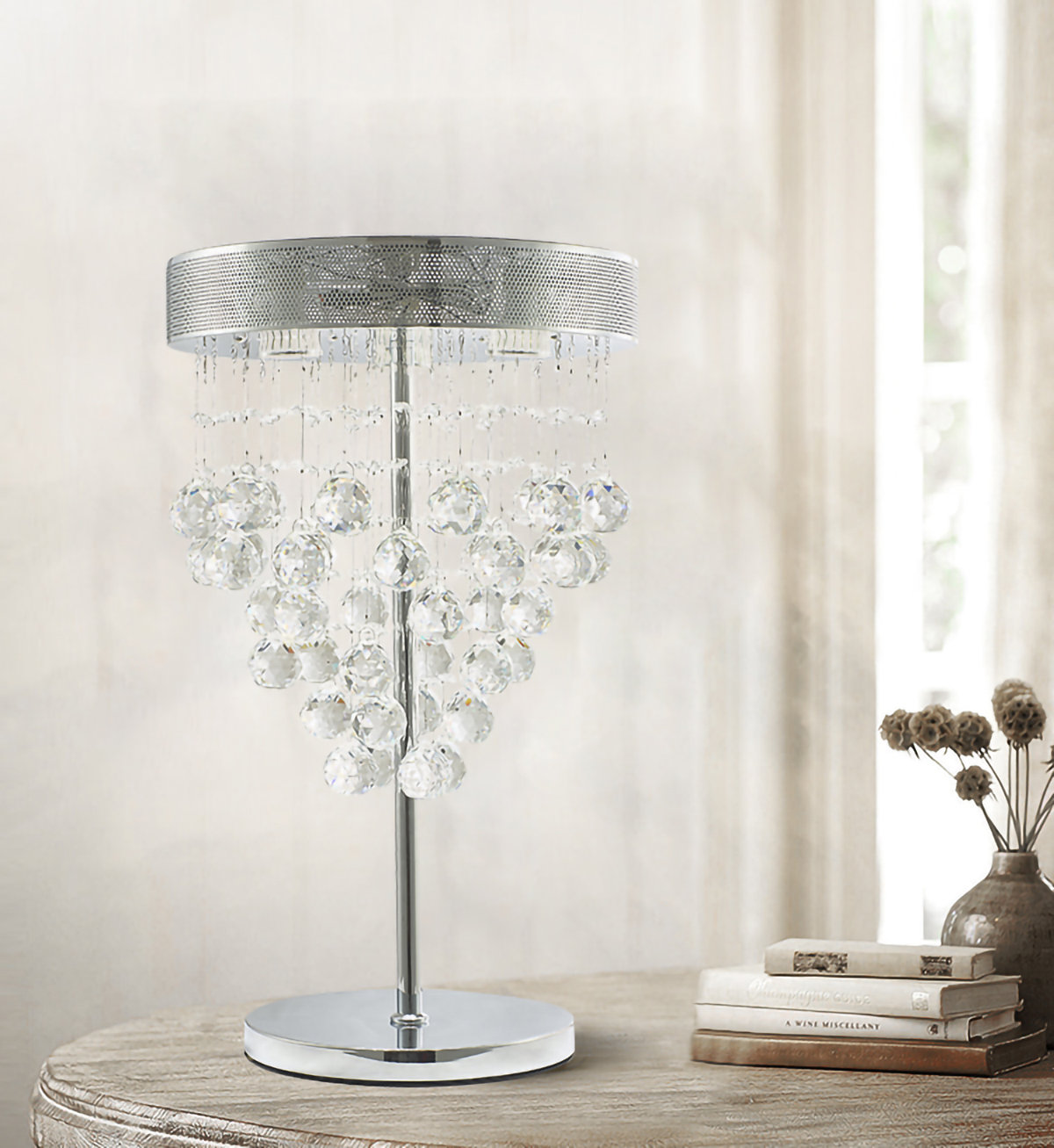 Rosdorf Park Chalkhill 3-Light Table Lamp With Clear Crystal Accents ...
