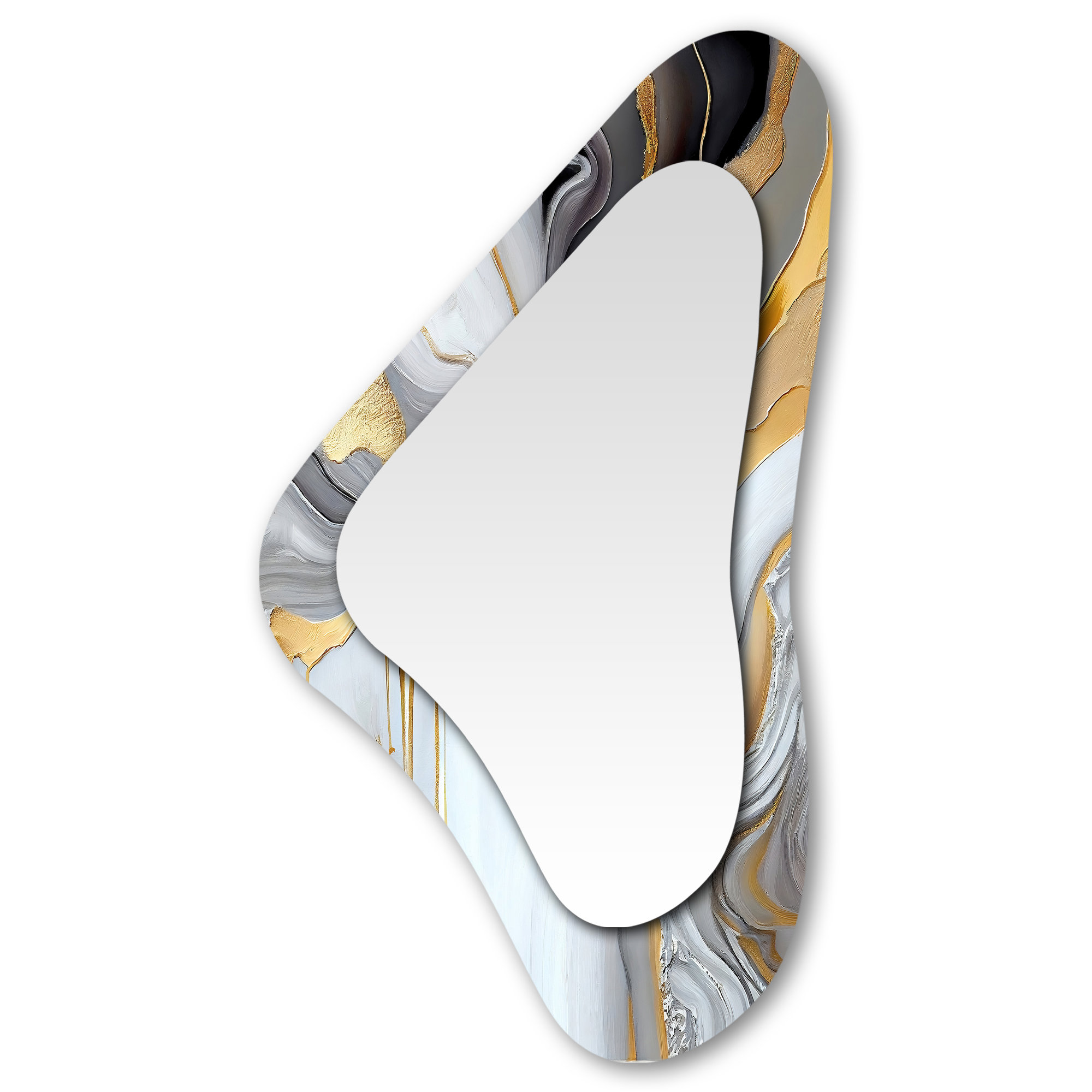 Ivy Bronx White And Gold Marble Abstract II - Abstract Marble Asymmetrical Shapes - Modern Large ...