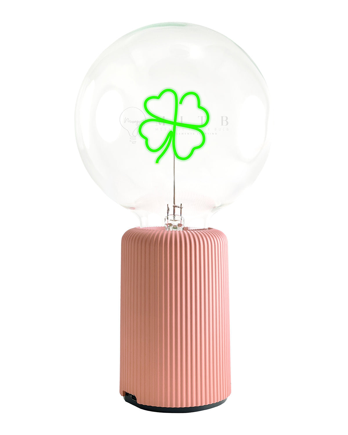 Message in the Bulb Bulb CLOVER Green with Base Table Lamp PORTABLE Pop ...
