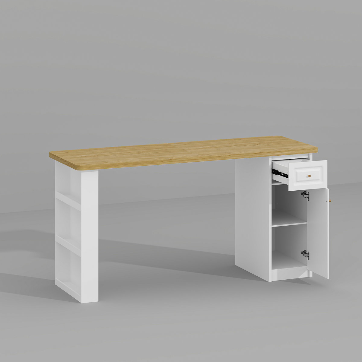 Metaoutdoors Washer Dryer Storage Table With Shelves And Drawer For ...