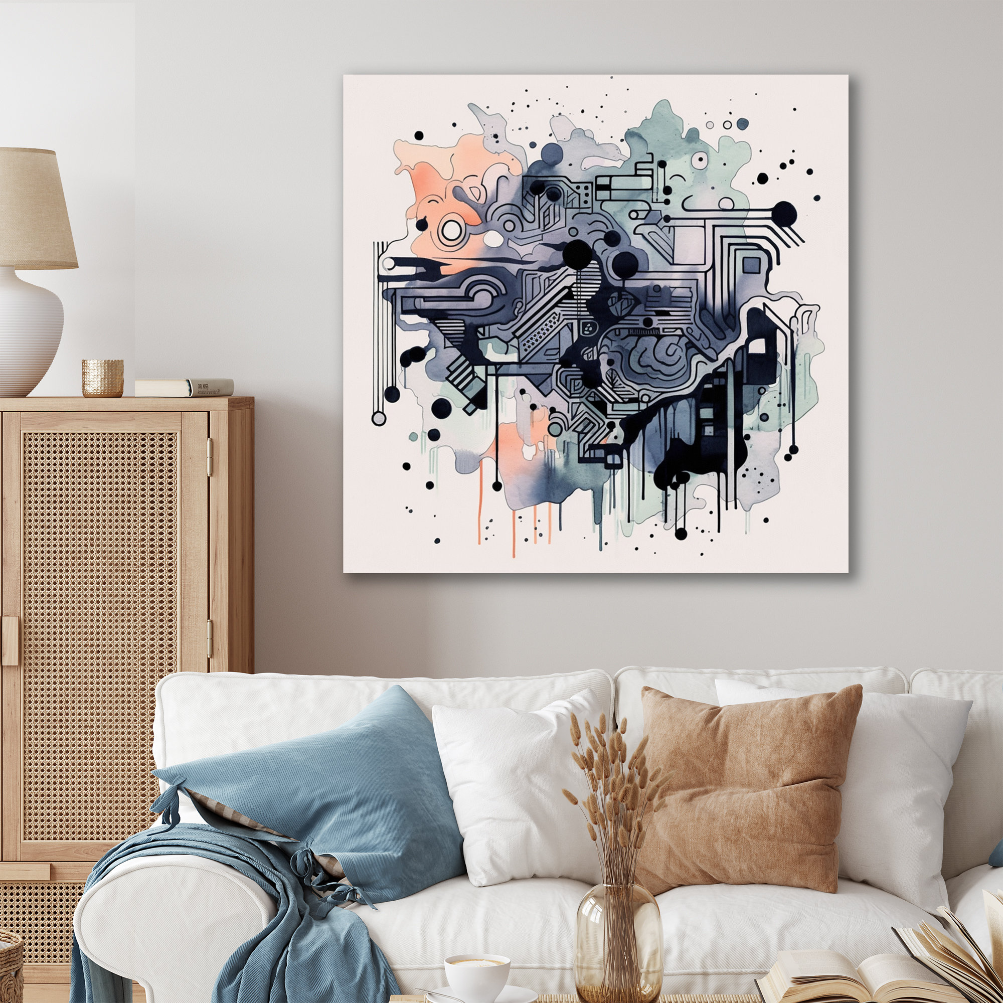 Ivy Bronx Blue And Orange Vibrant Paradoxes II - Abstract Canvas Art ...