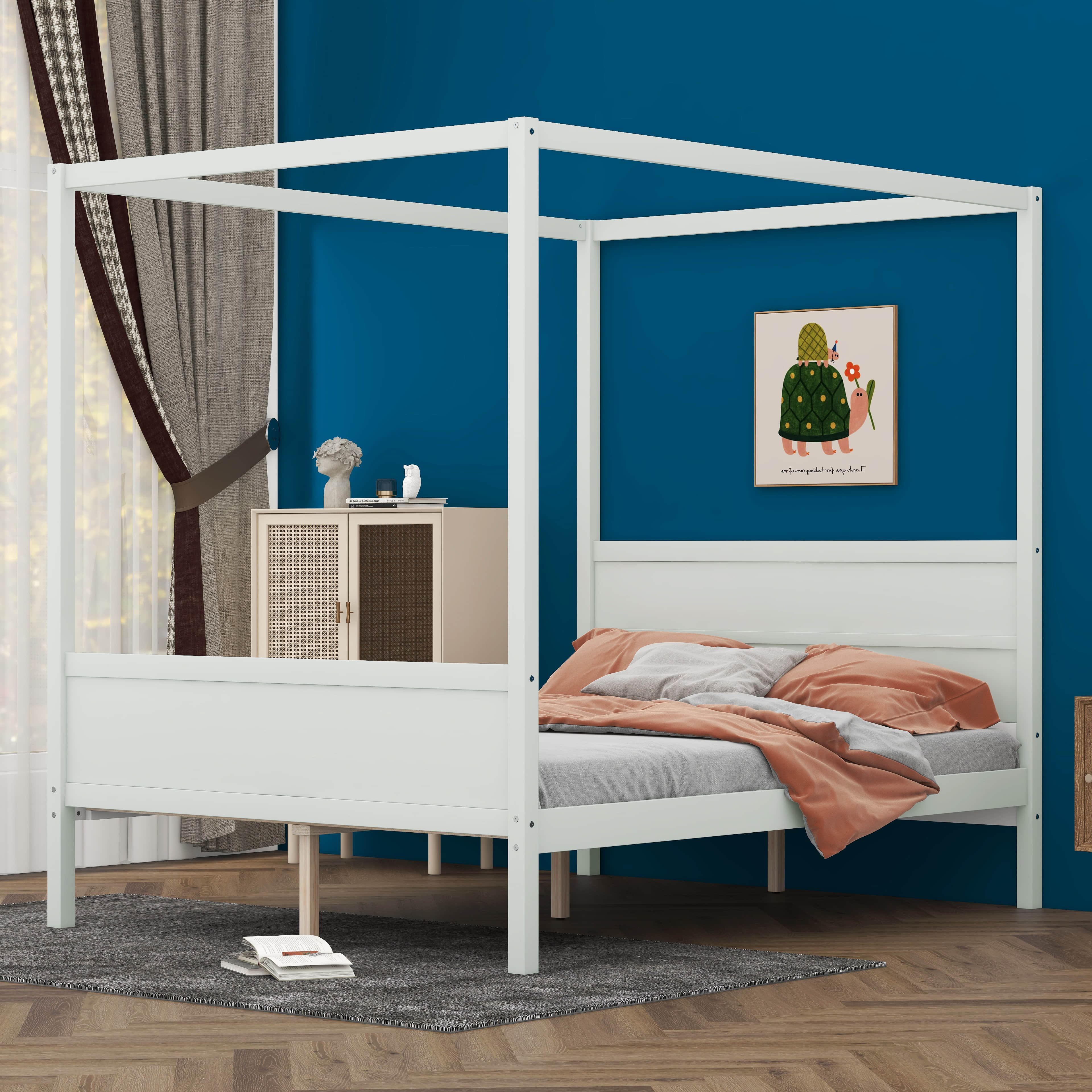 Red Barrel Studio® Tarijah Queen Size Canopy Platform Bed with ...