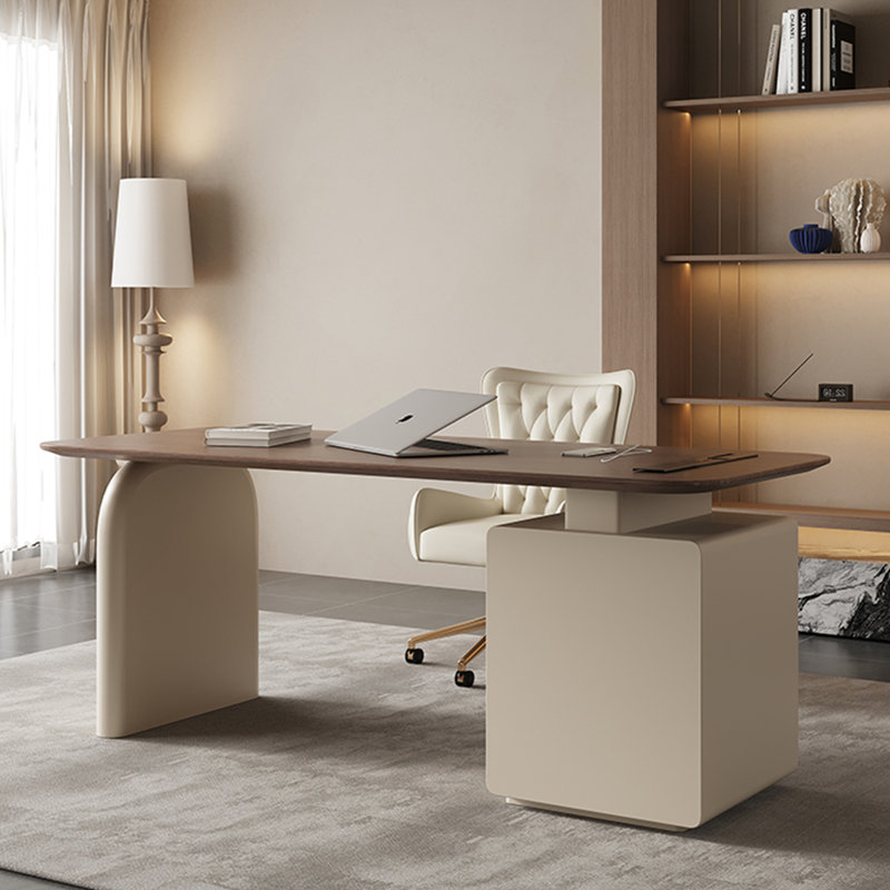 Brayden Studio® Dunte Walnut 3-Drawer Writing Desk With Storage For ...