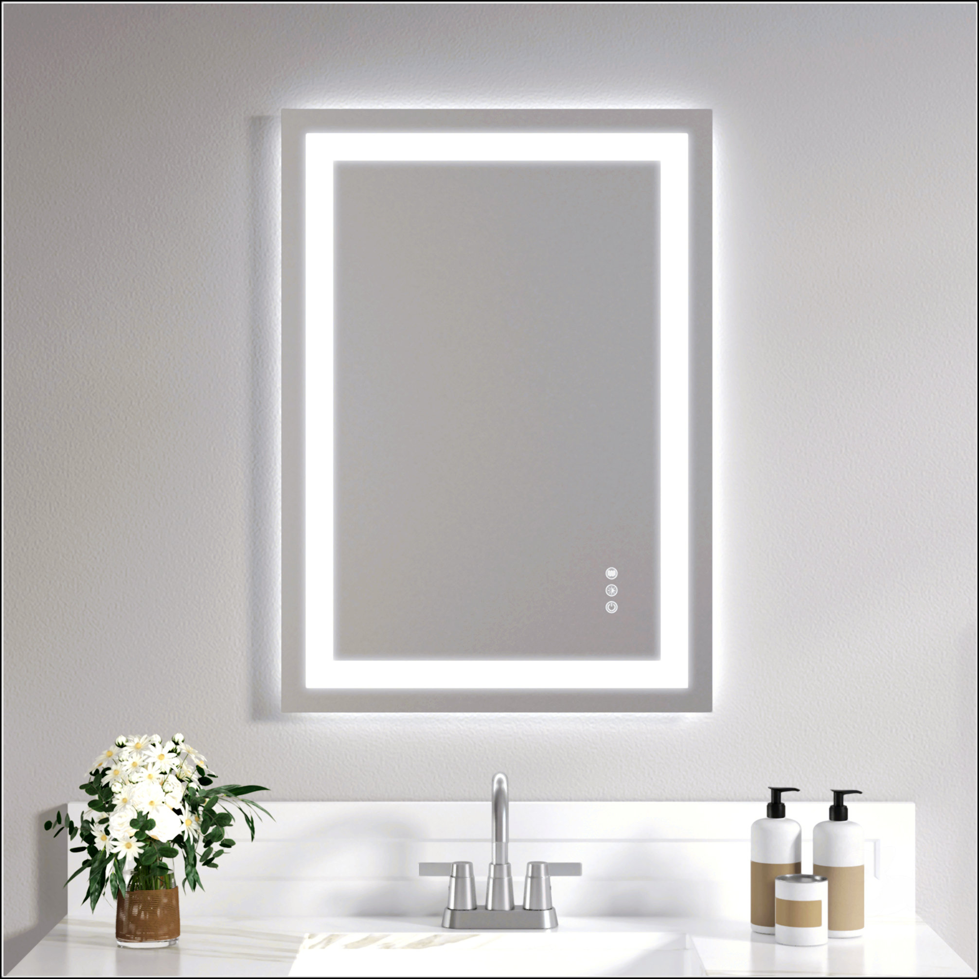 Ivy Bronx Sleek Frameless Dual LED Light Strips Mirror For Makeup ...