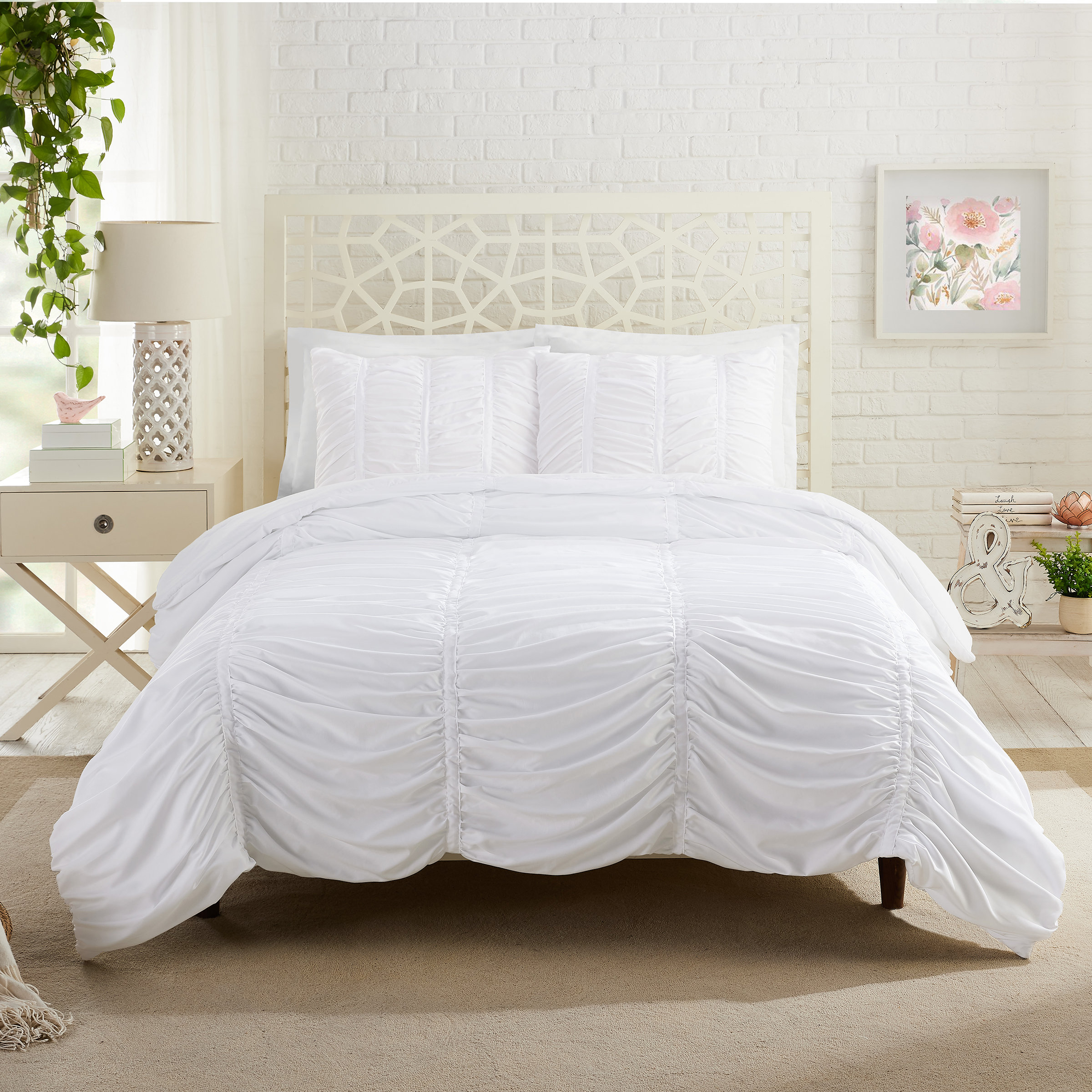 Jessica Simpson Home Pearl Texture 3-Piece Ruched Comforter Set ...
