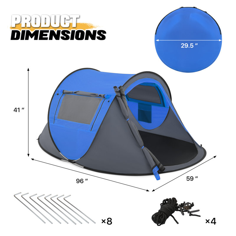 MoNiBloom 3 Person Automatic Pop Up Camping Tent Waterproof Portable ...