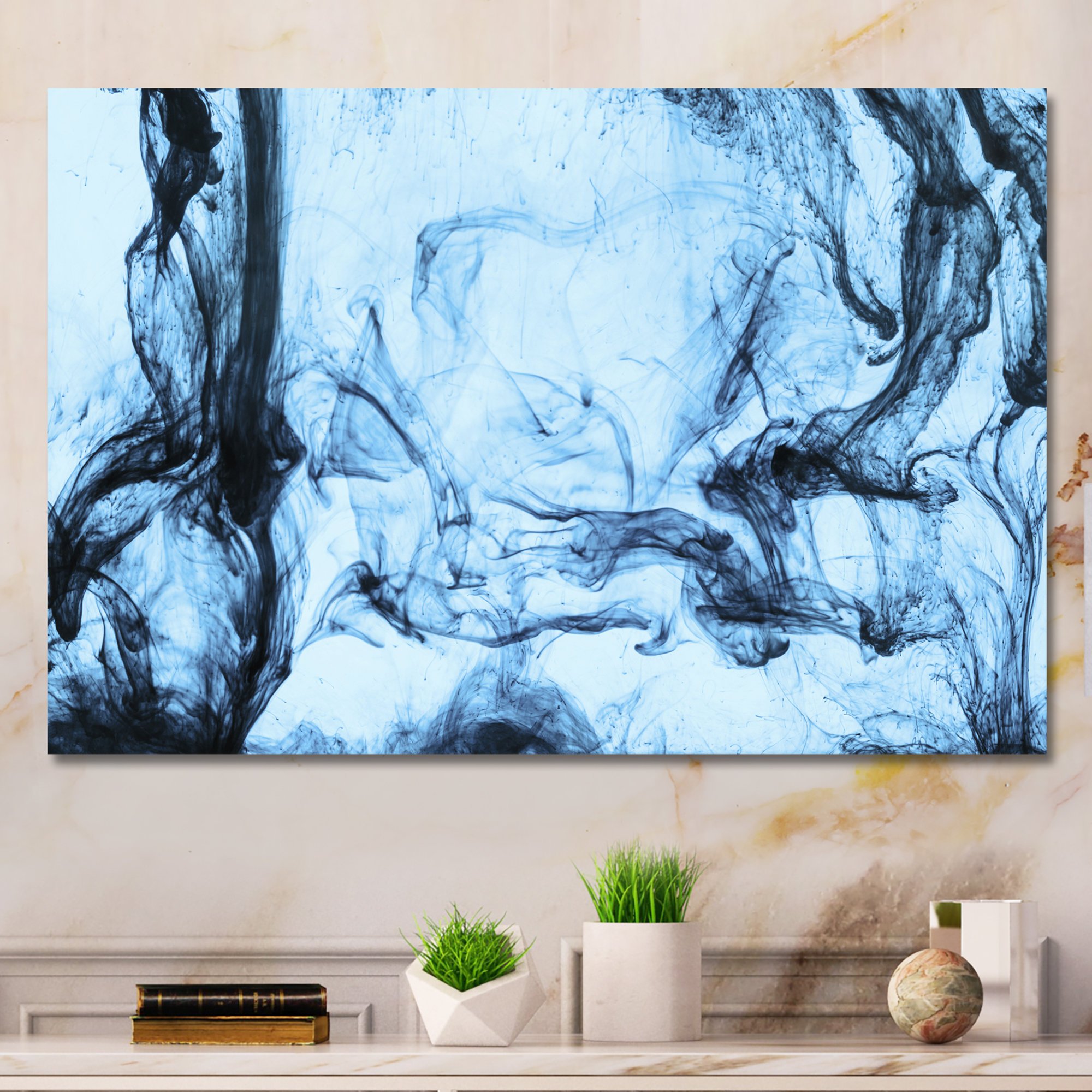Wrought Studio™ Swirls Of Blue - Floater Frame Print on Canvas | Wayfair