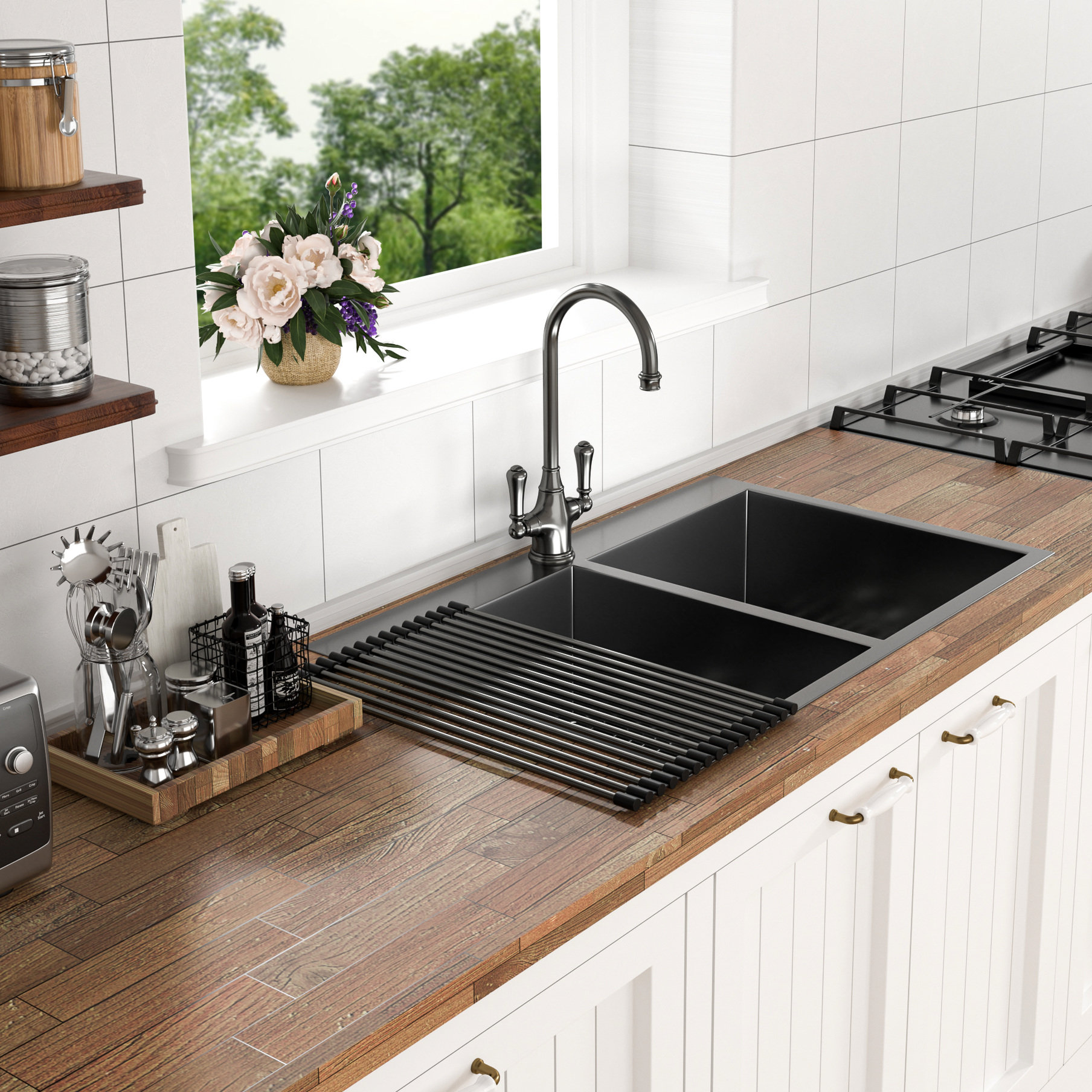 SnugglySolace 18 Gauge Stainless Steel Double Bowl Kitchen Sink - 33 ...