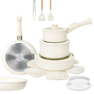 Chef Power 19pcs Cream Cake Ceramic Nonstick Pots and Pans Set ...