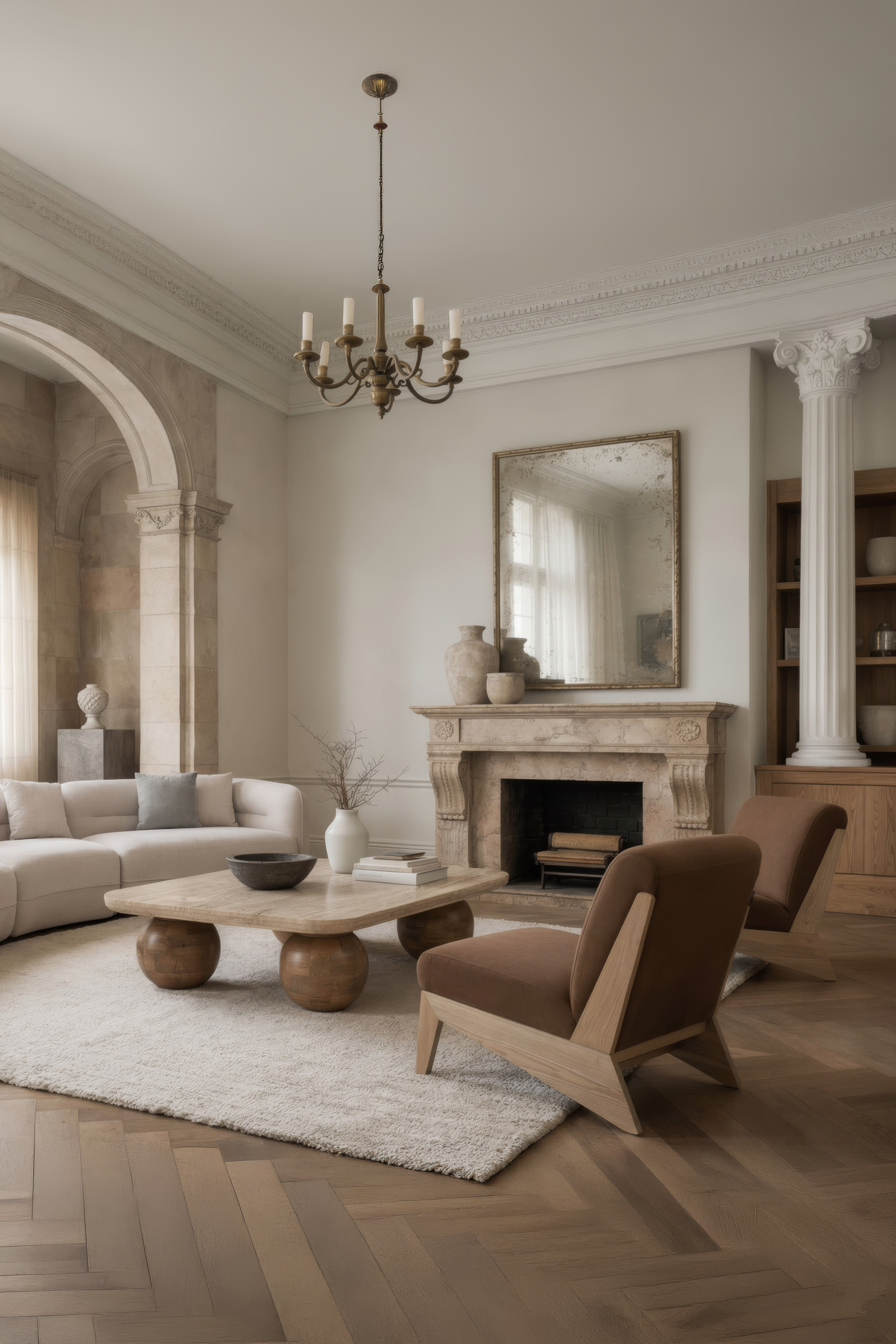 Loon Peak Jerame - Modern Travertine Marble Square Coffee Table ...