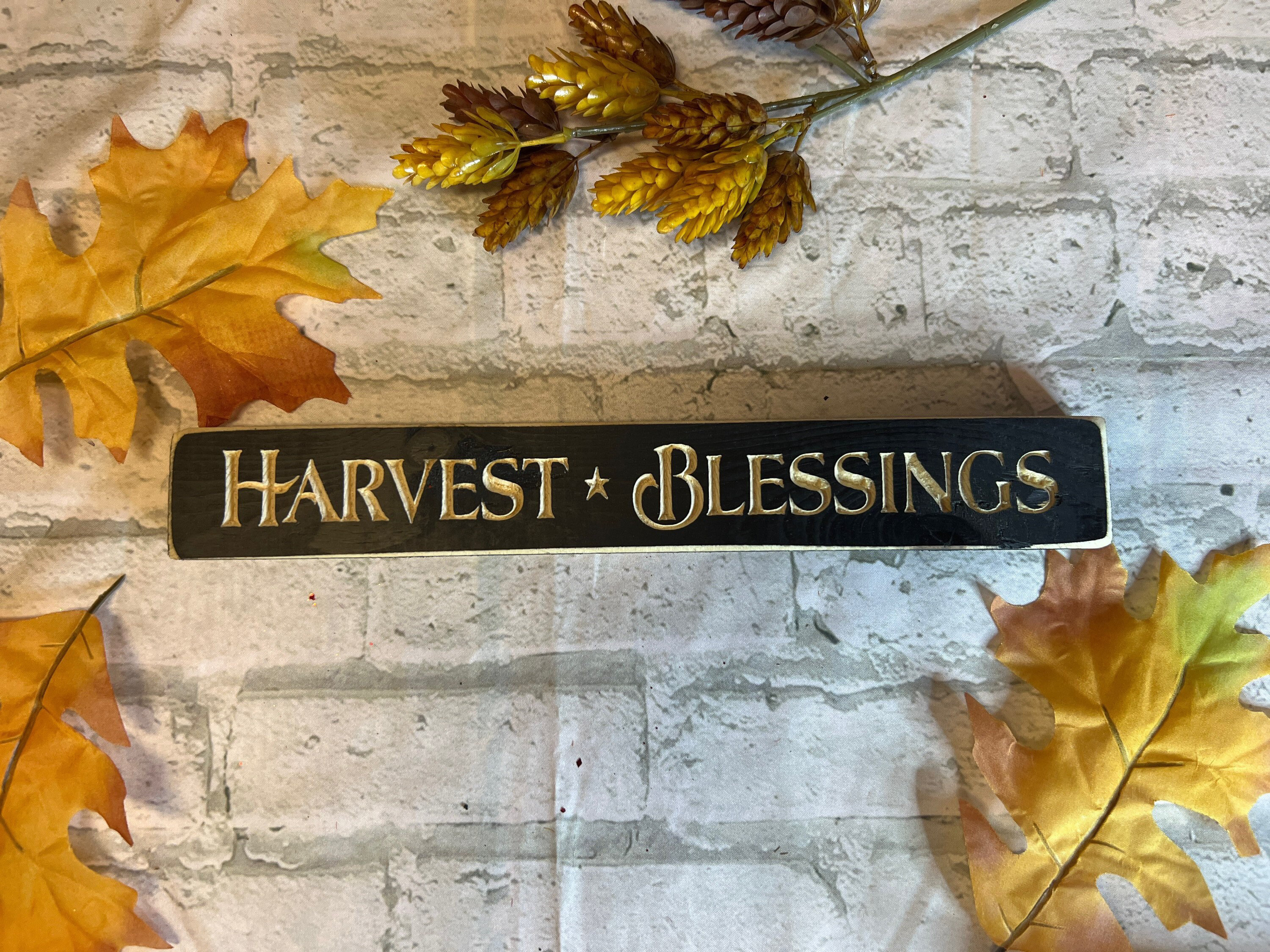 Trinx Harvest Blessings Engraved Block, 12" | Wayfair