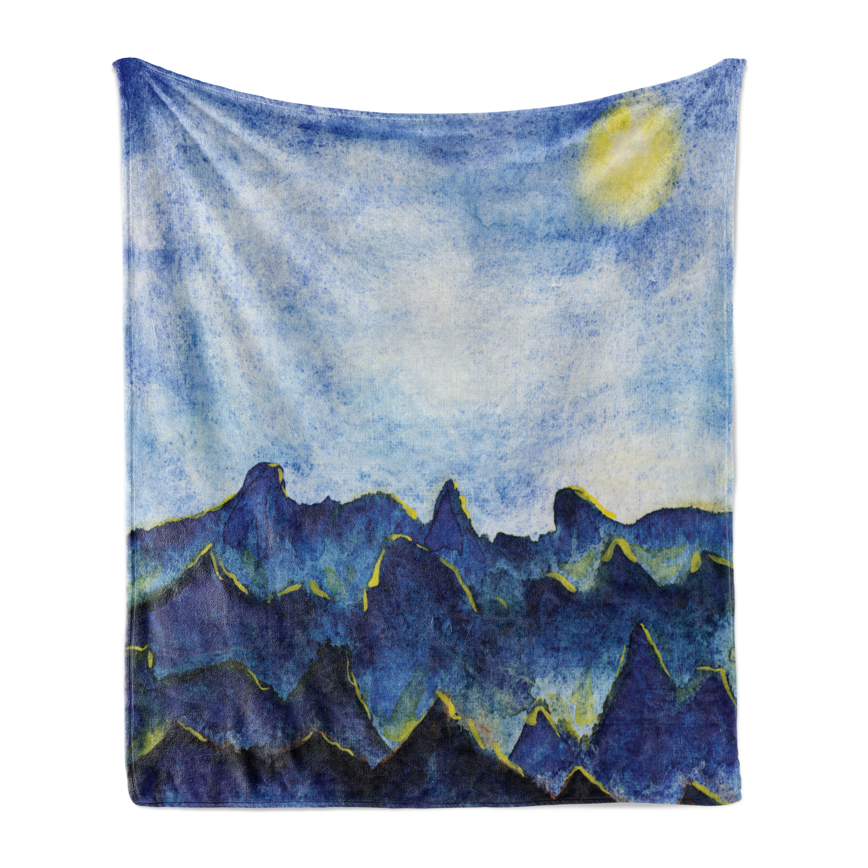 Ambesonne Landscape Fleece Throw Blanket Hills Cloud Sky Yellow Blue ...