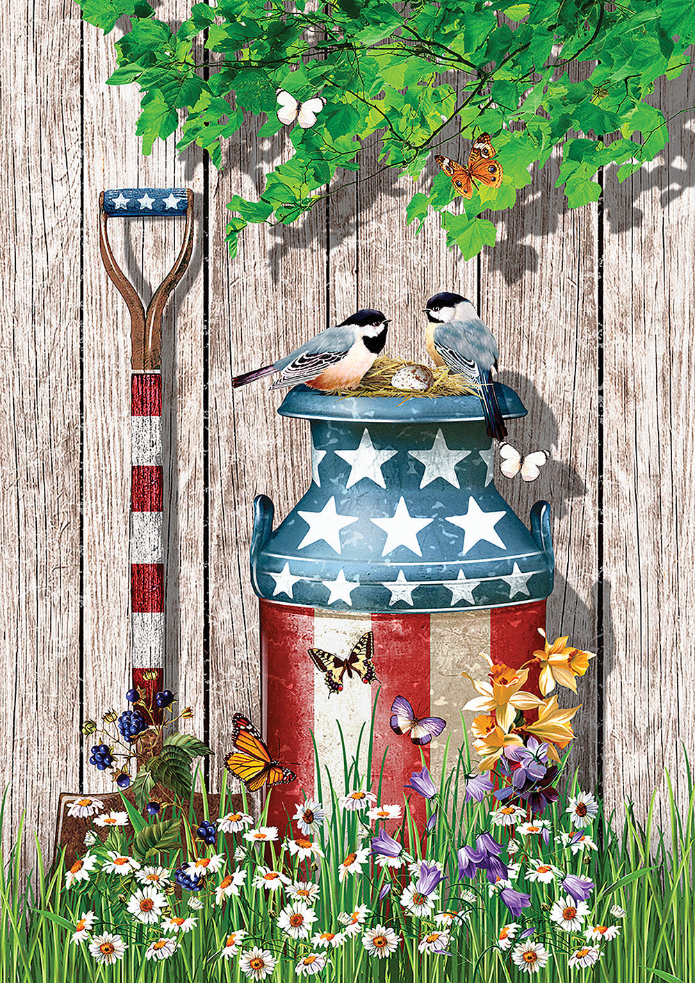 Toland Home Garden Toland Chickadee Garden Inch Spring Flag Patriotic ...