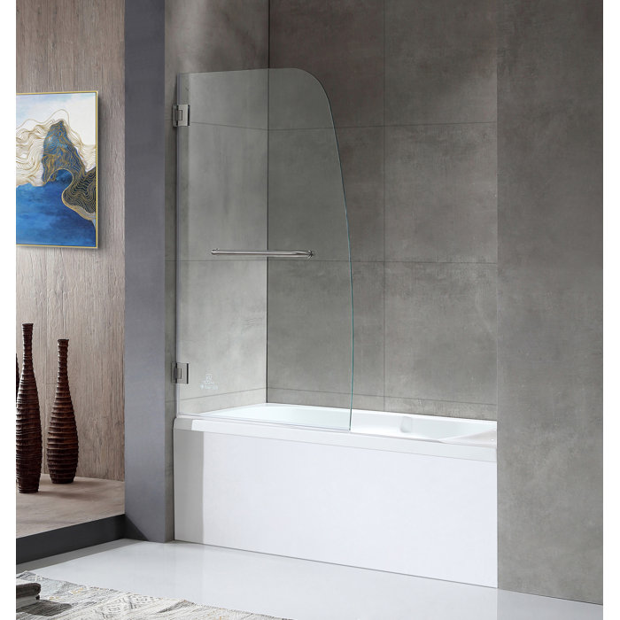 ANZZI Vensea 31.5" W x 58" H Hinged Frameless Tub Door with Tsunami ...