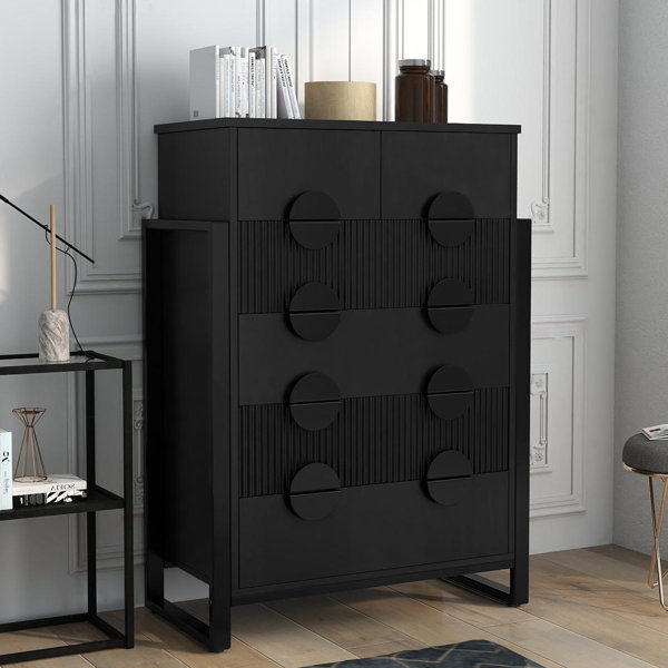 Ebern Designs Modern 6 Drawer Dresser, Dressers For Bedroom, Textured ...