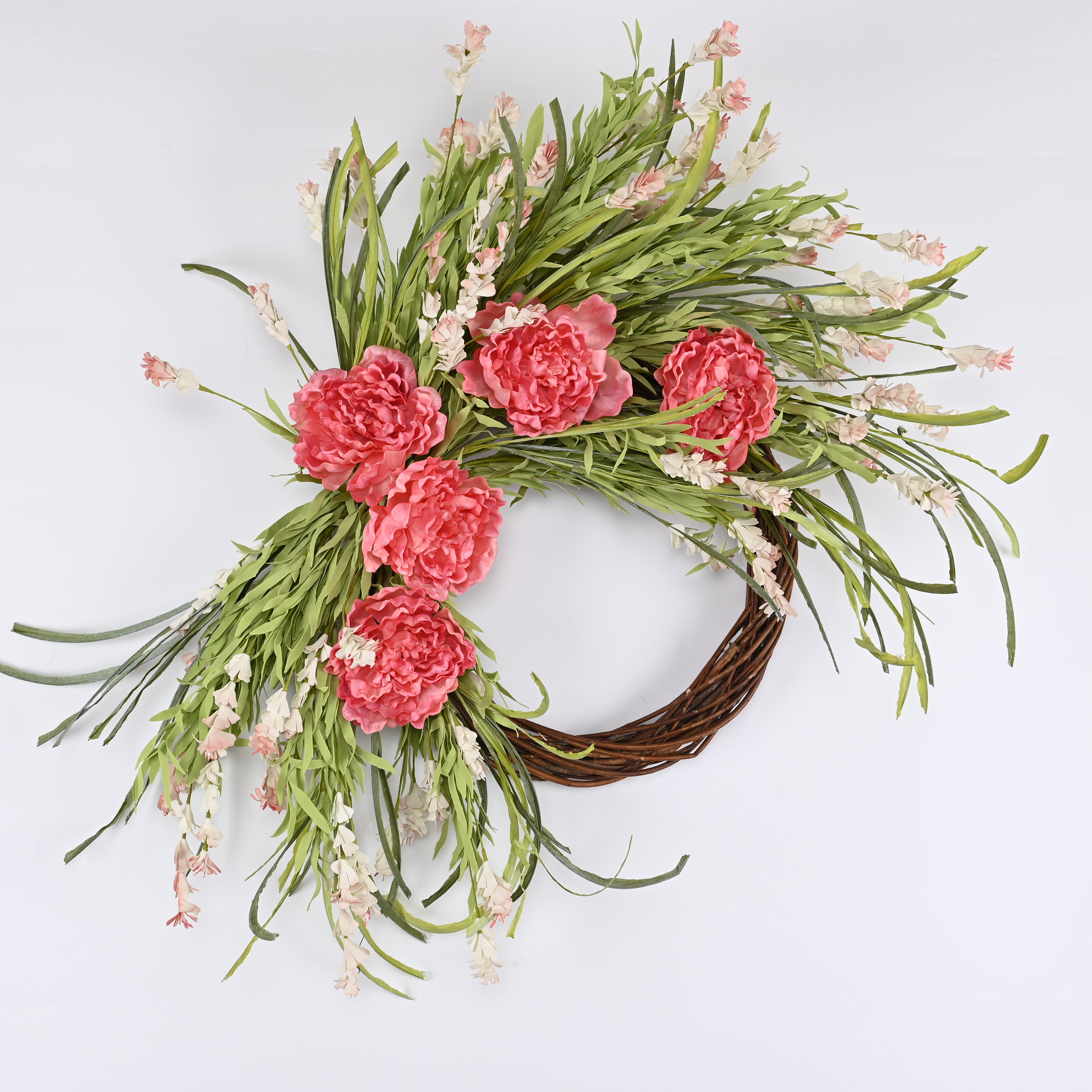 Primrue 28'' Spring Summer Peony Wreath for Front Door & Reviews | Wayfair