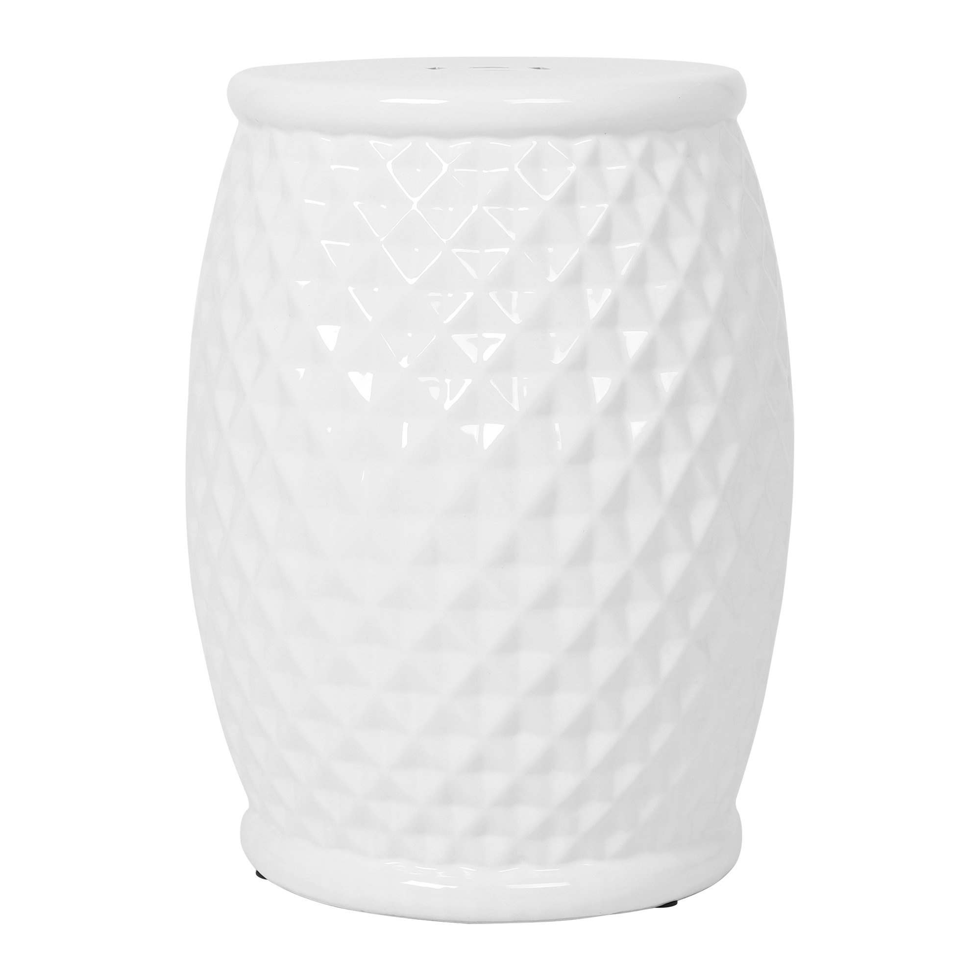 Latitude Run® 17"H*11"W White Geometric Ceramic Stool Garden Accent ...