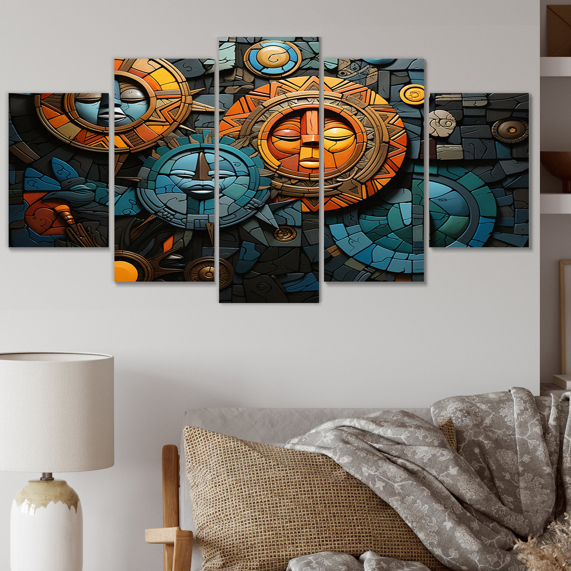 Dakota Fields African Cultural Mosaic - African Metal Wall Art Set ...