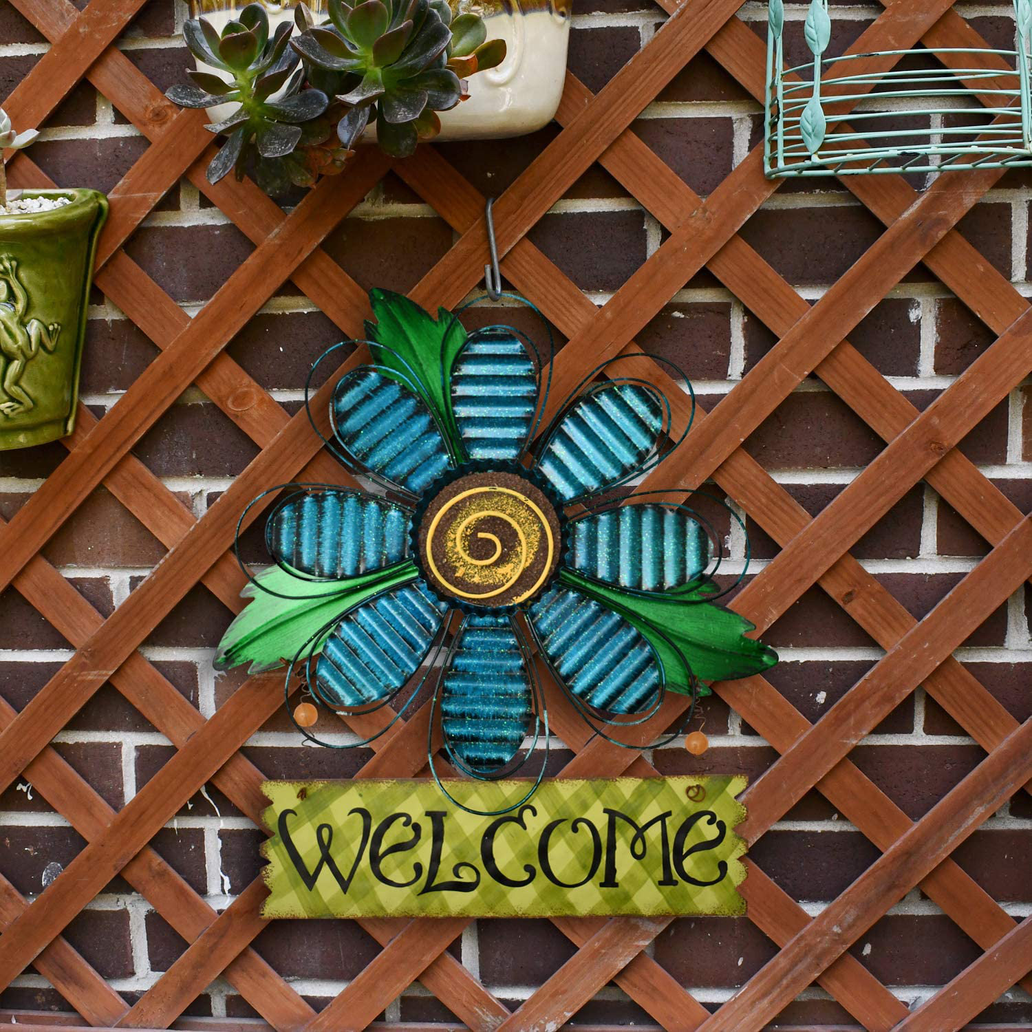 Arlmont & Co. Metal Daisy Welcome Hanging Sign & Reviews | Wayfair