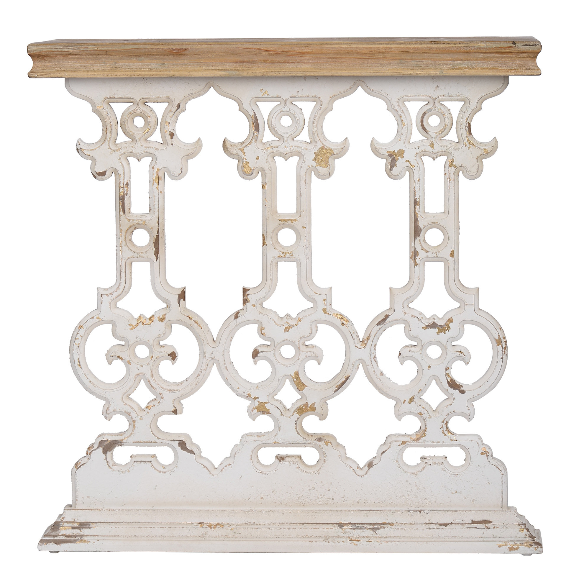 Ophelia & Co. 32" High Console Table With Brown Wood Top And Vintage ...
